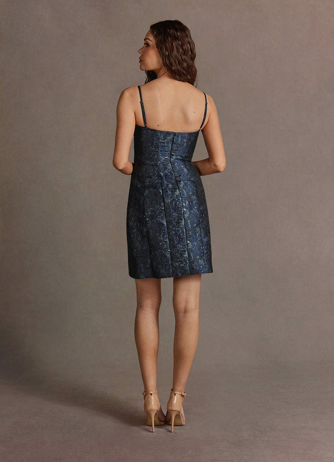 Monica Navy Jacquard Rose Mini Dress Atelier Dresses | Azazie