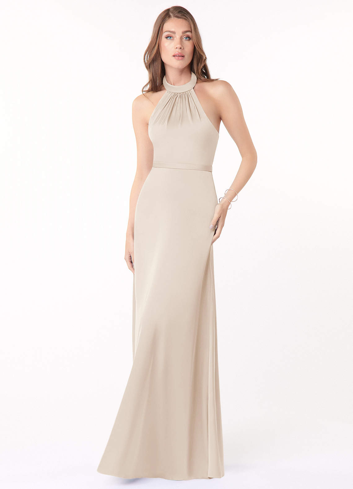Azazie Delmar Stretch Satin Dress White Alabaster Bridesmaid Dresses Azazie