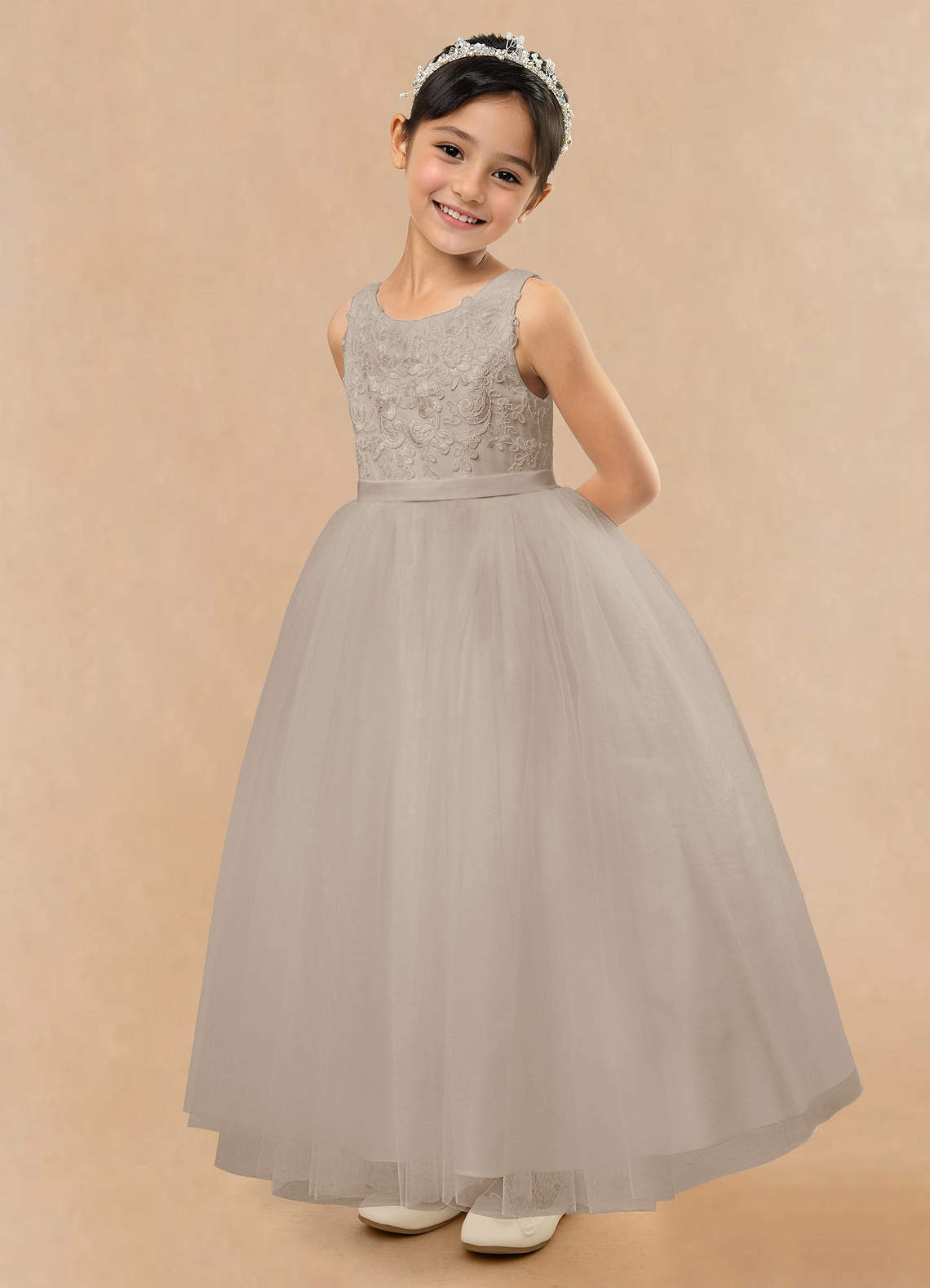 Frost Azazie Calla Frost Ball-Gown Lace Tulle Dress | Azazie