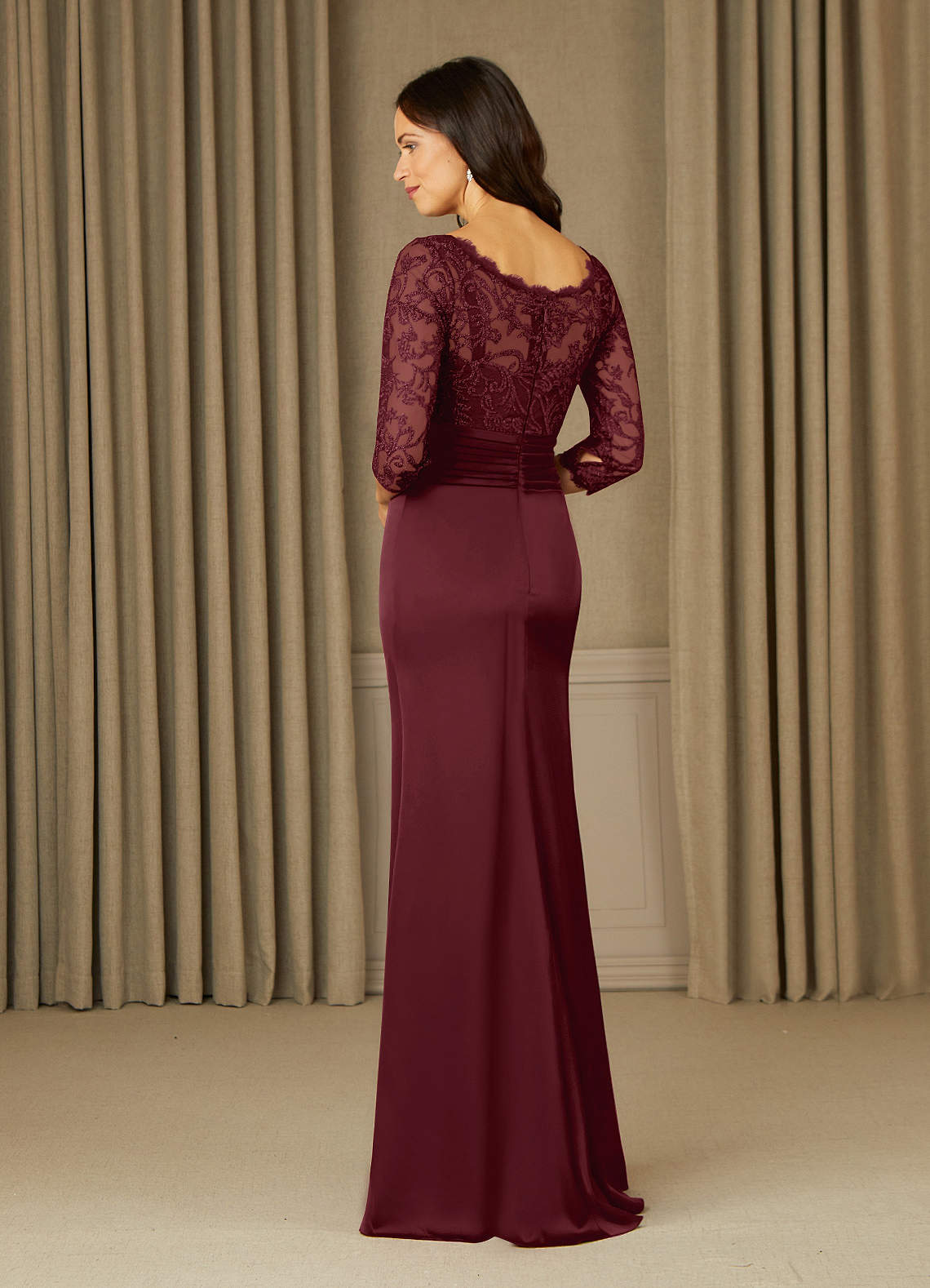 Cabernet Azazie Stefani Cabernet Mermaid Lace Dress | Azazie