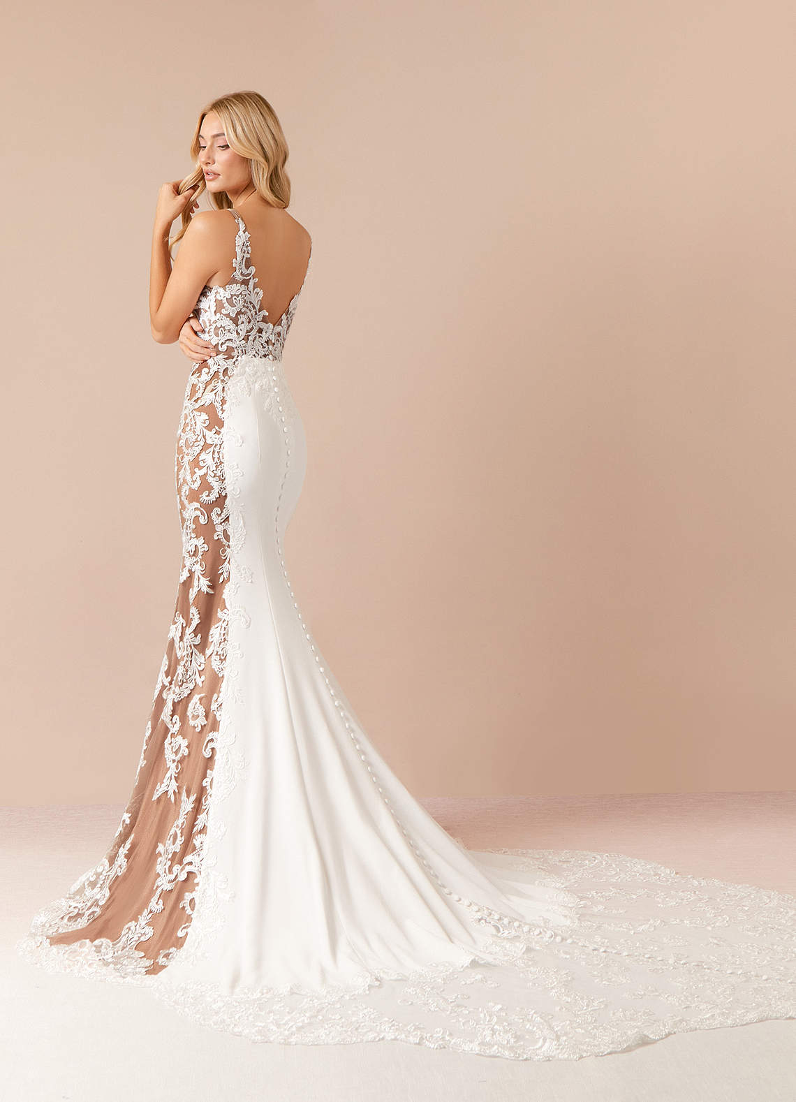 Azazie Estephanie Diamond White Mocha Mermaid Sequins Stretch Crepe ...