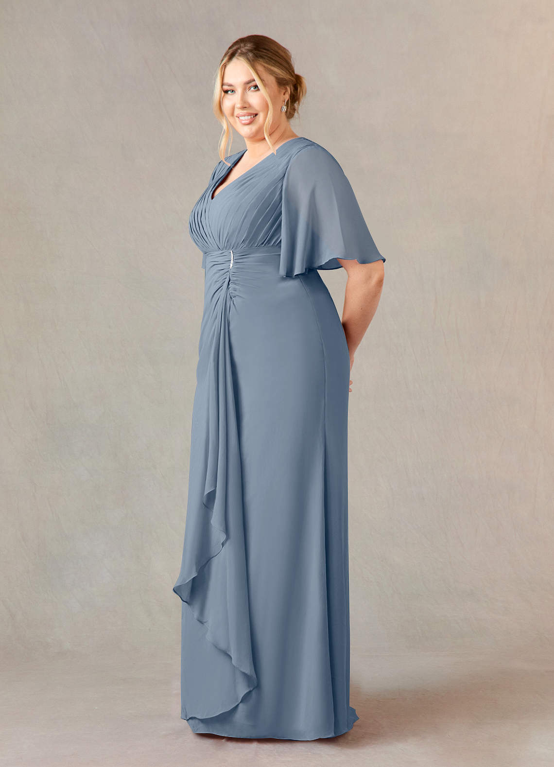 Twilight Azazie Carson Twilight A-Line V-Neck Lace Chiffon Dress | Azazie