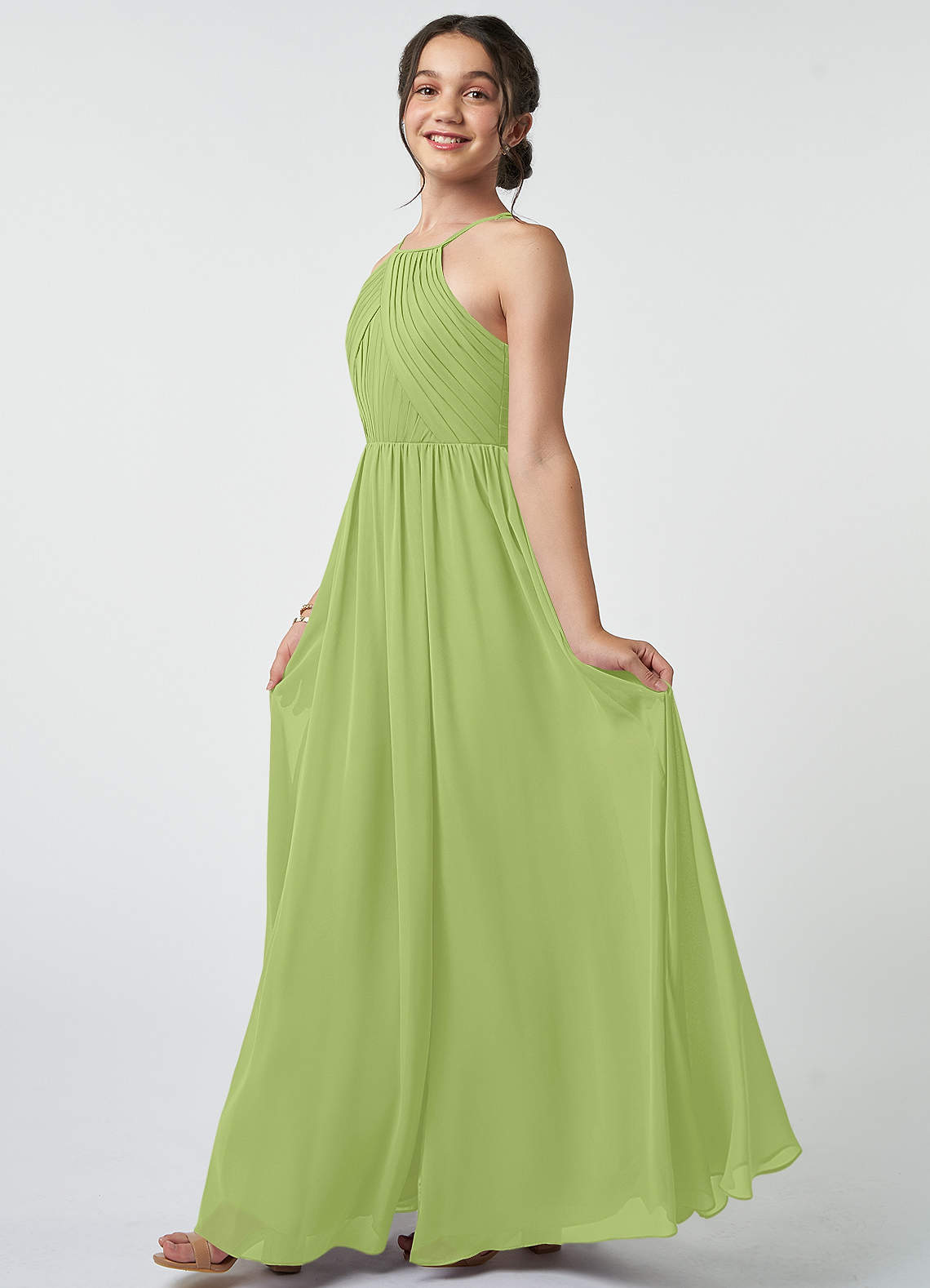 Pear Azazie Leighton JBD Junior Bridesmaid Dresses | Azazie