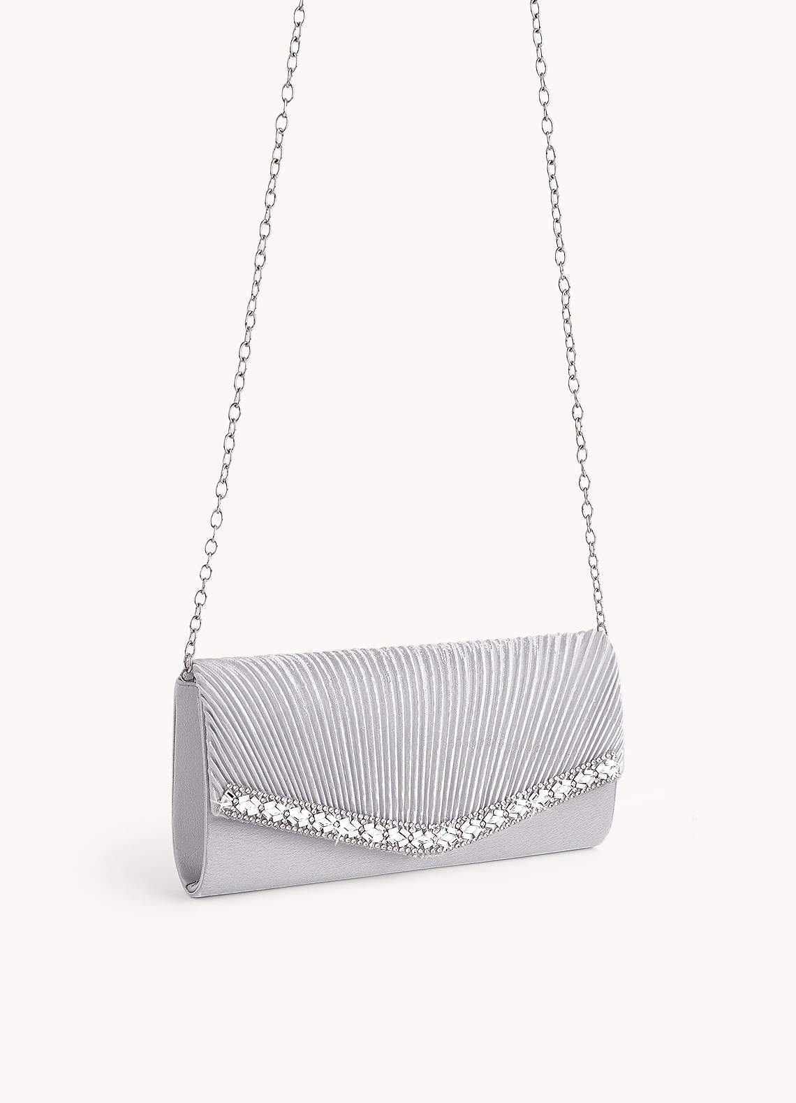 Silver Rhinestone Pleated Formal Clutch Bag | Azazie