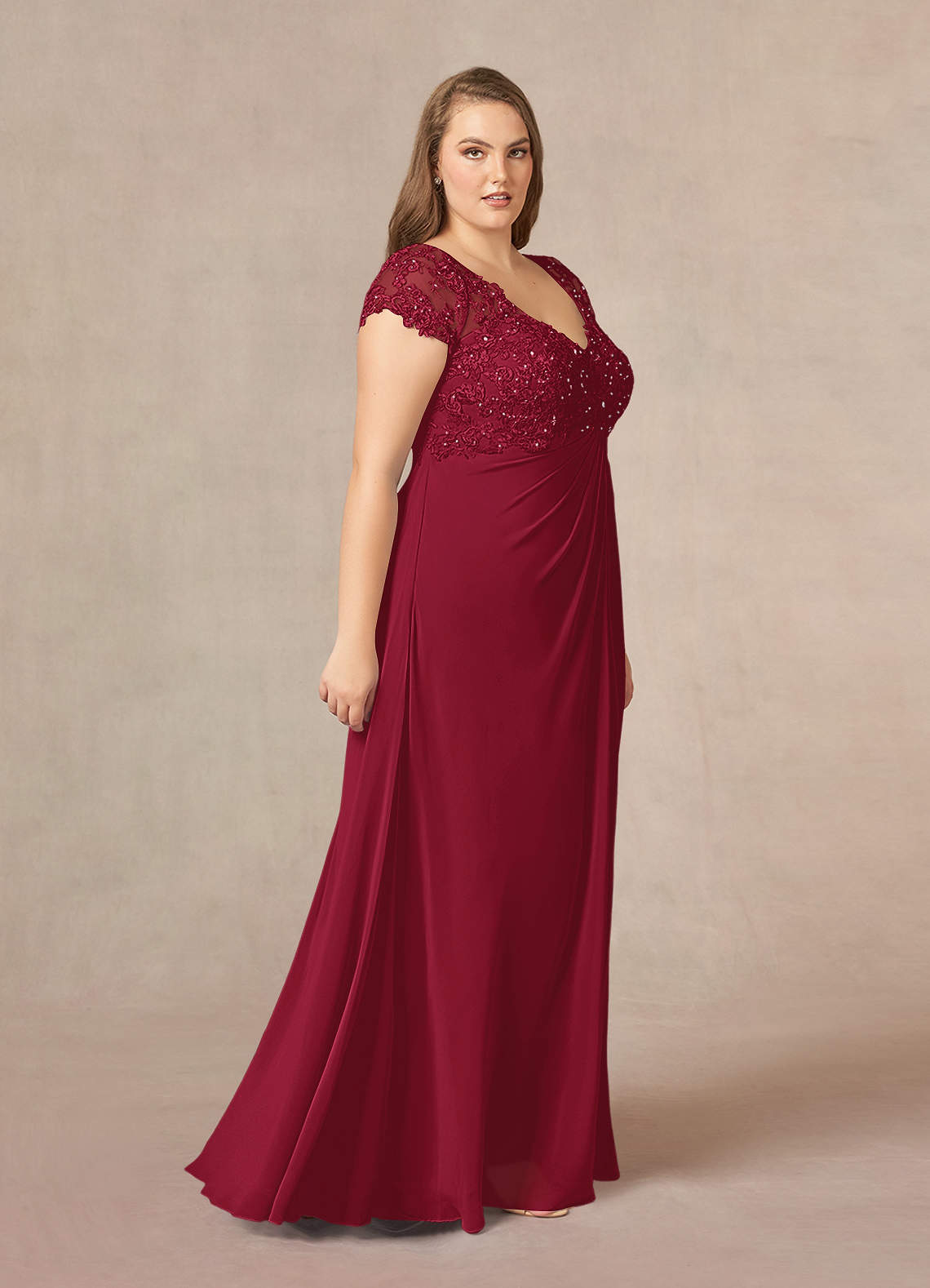 Azazie Jet Burgundy A-Line Sequins Chiffon Dress Mother of the Bride ...