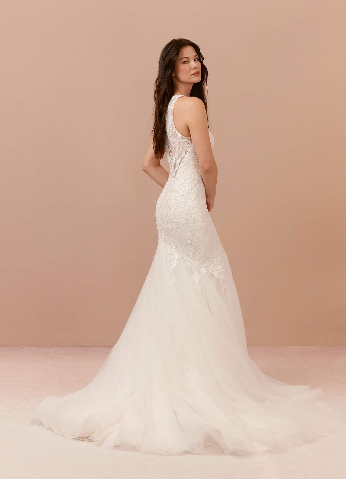 Diamond White Azazie Everdeen Diamond White Mermaid Sequins Tulle Dress ...