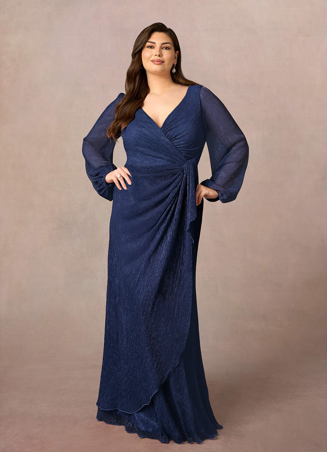 Upstudio Sterling Dark Navy A-Line Ruched Metallic Mesh Dress | Azazie