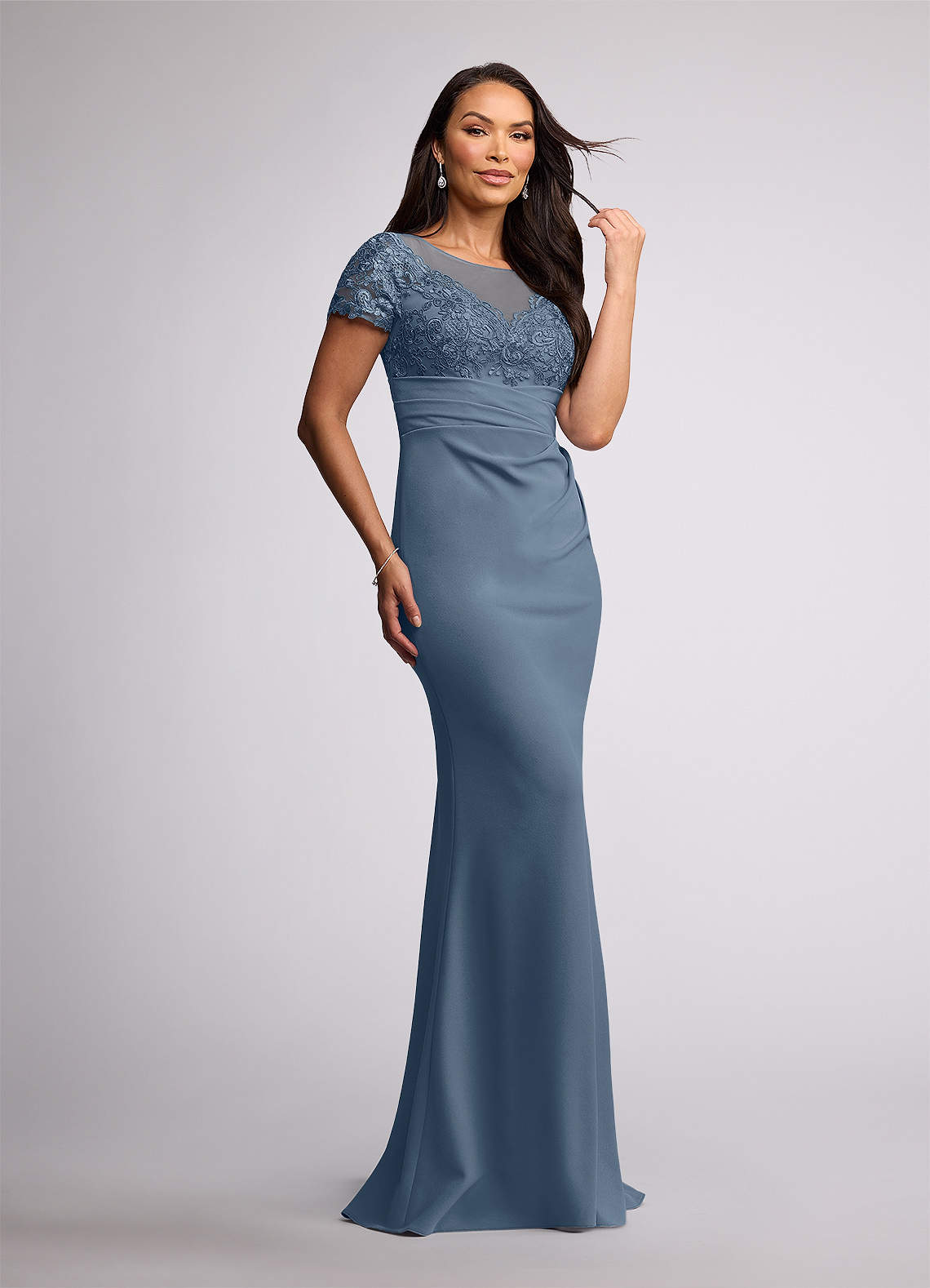 Twilight Azazie Susan Twilight Sheath Lace Stretch Crepe Dress | Azazie