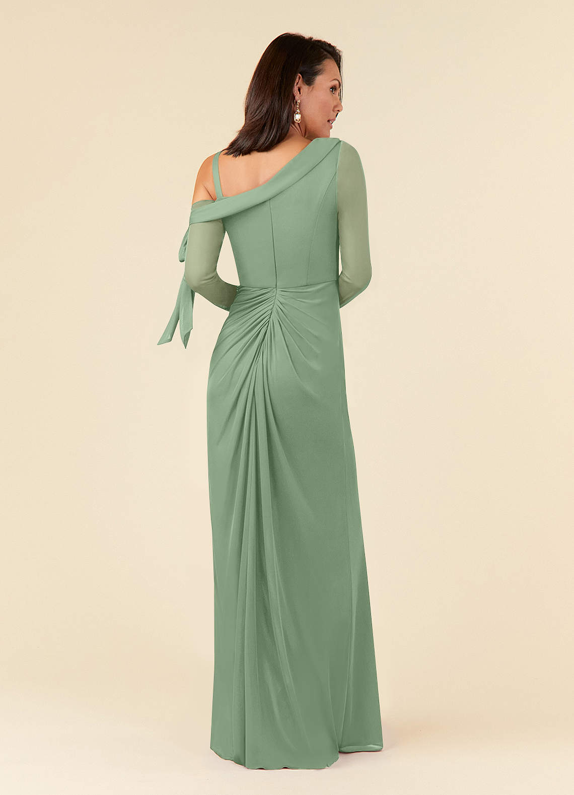 Matcha Azazie Marna Matcha Sheath One Shoulder Mesh Dress | Azazie