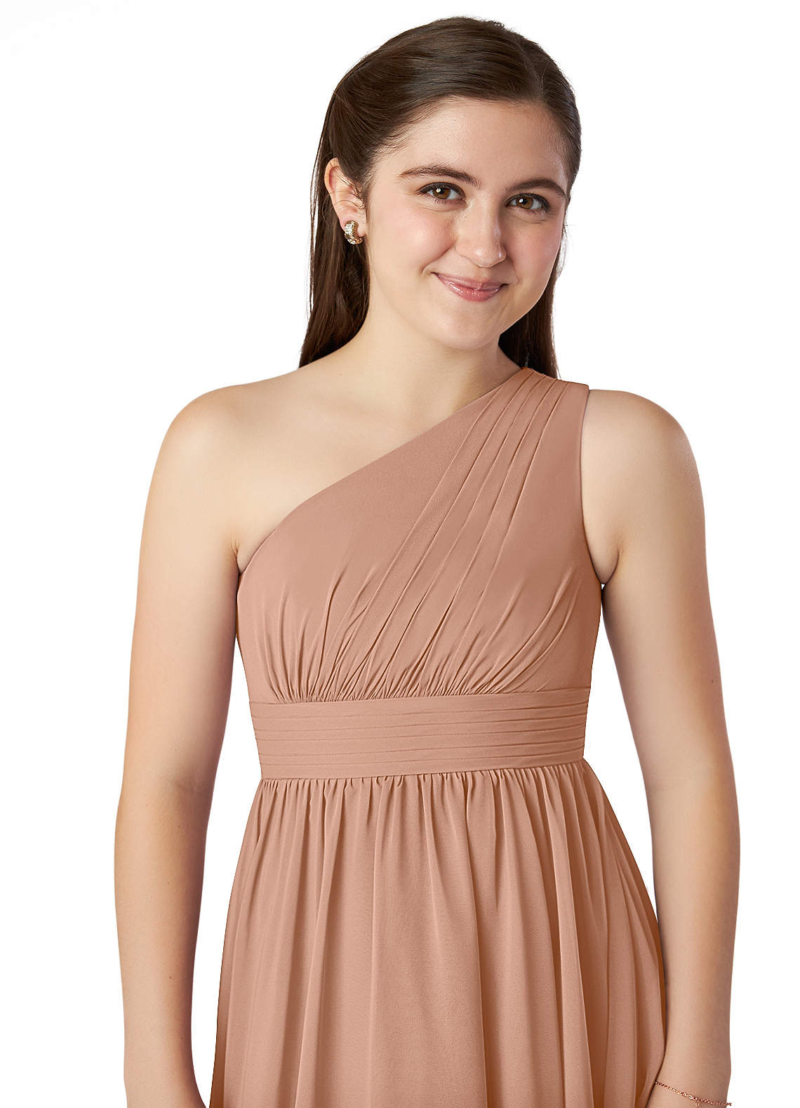 Champagne Rose Azazie Mathilda Junior Junior Bridesmaid Dresses | Azazie