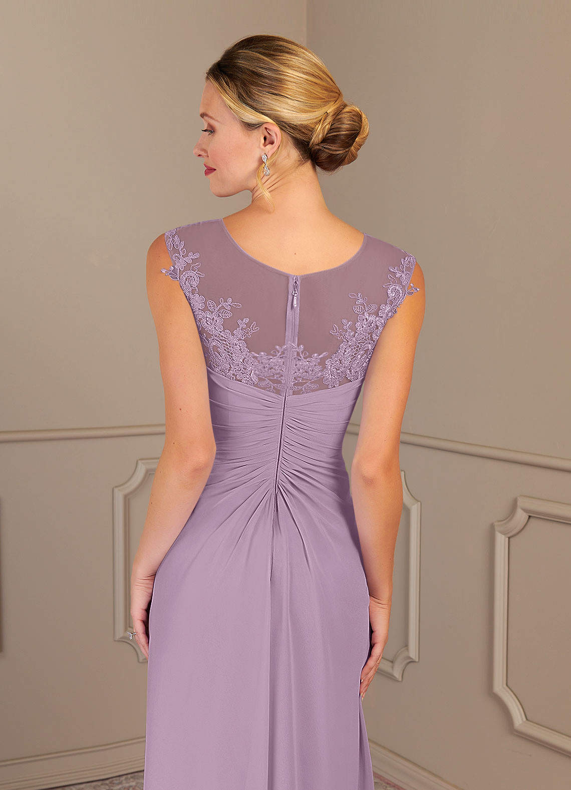 Wisteria Azazie Endora A-Line Scoop Lace Chiffon Asymmetrical Dress ...