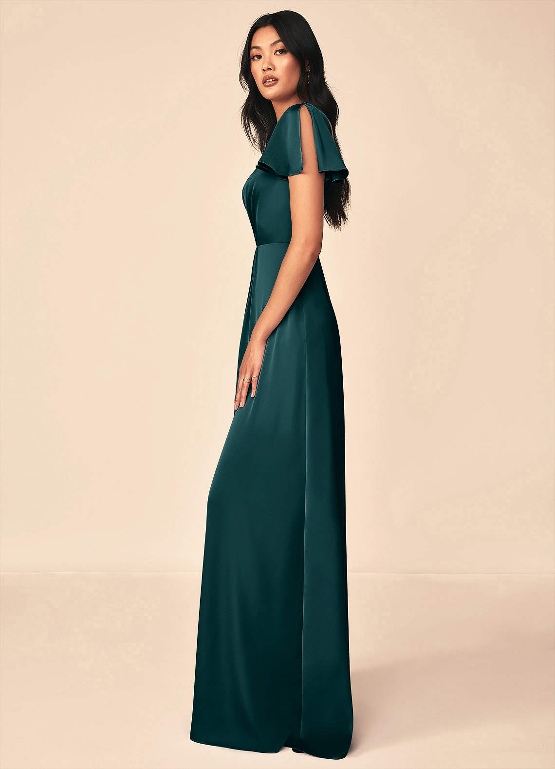 Azazie Soren Stretch Satin Dress Pine Bridesmaid Dresses | Azazie