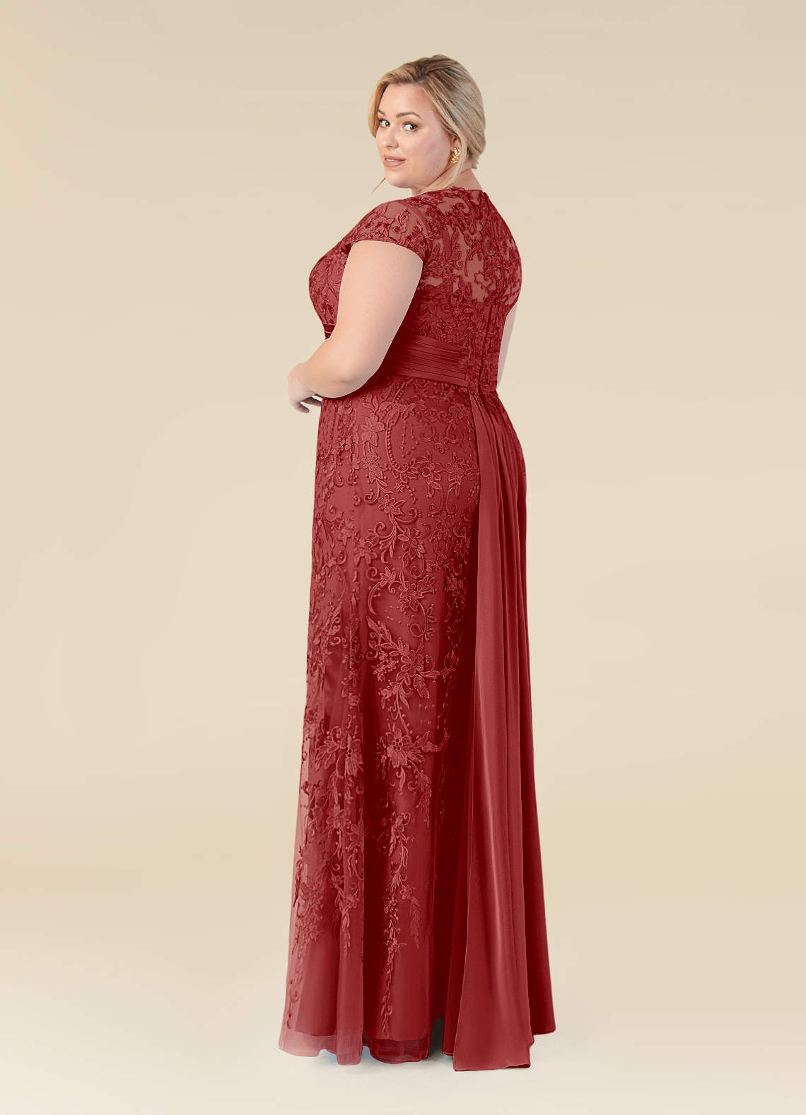 Rust Azazie Jamila Rust Mermaid Lace Dress | Azazie