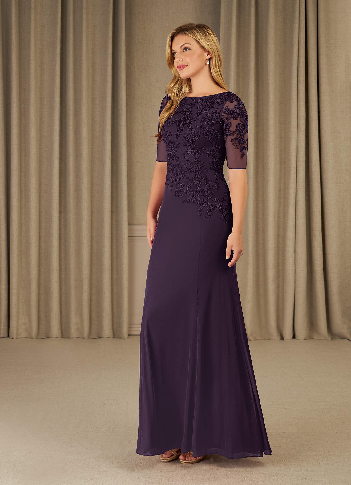 Plum Azazie Ivanna Plum Mermaid Lace Dress | Azazie