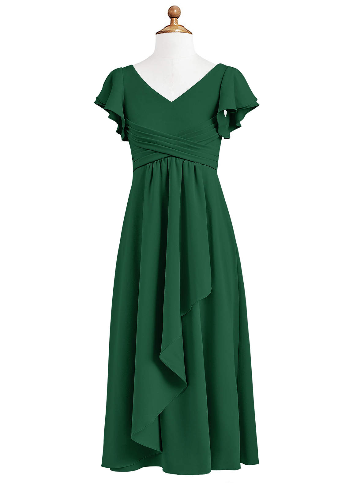 Azazie Omari Junior Bridesmaid Dress in Dark Green | Azazie