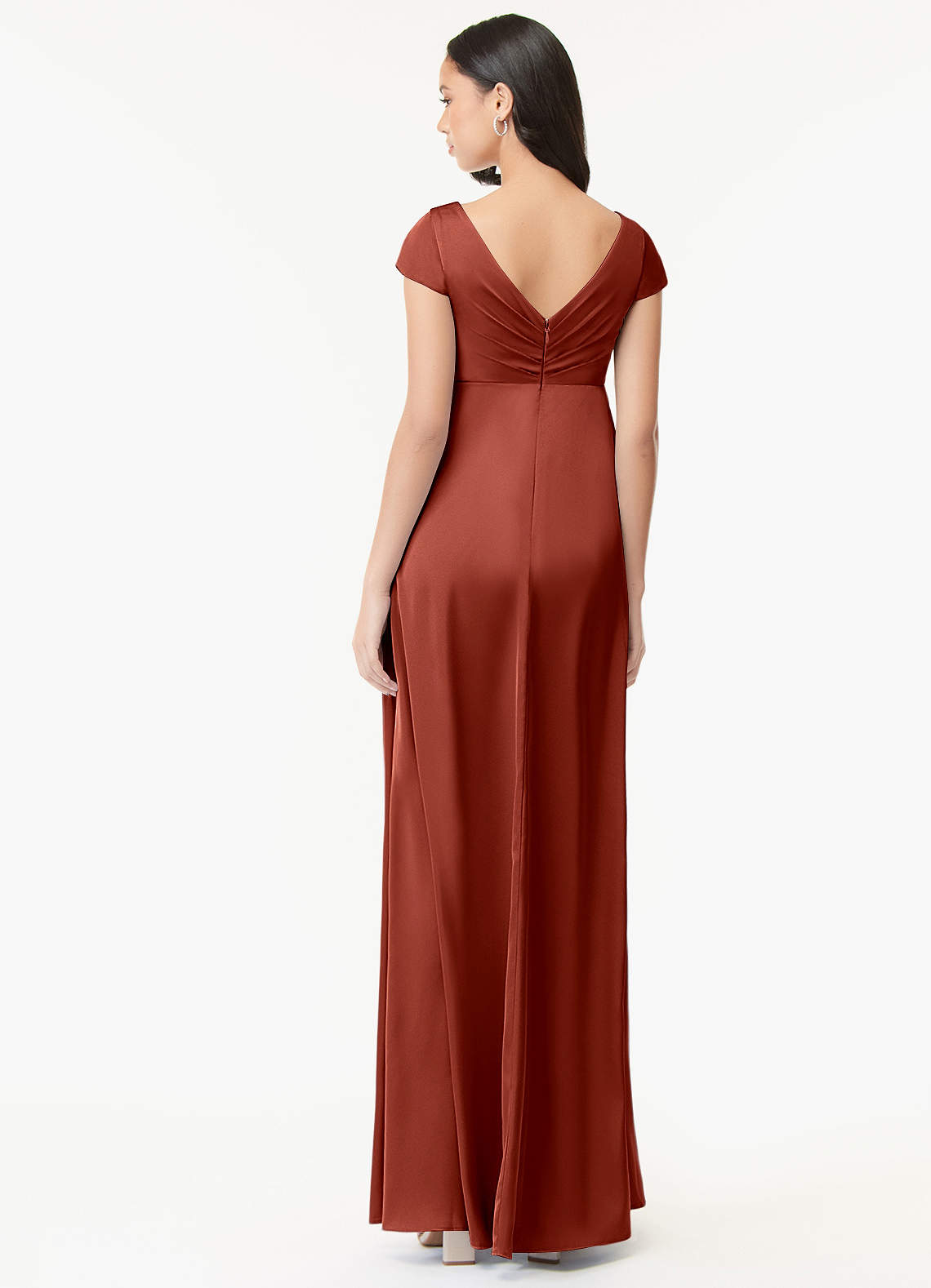 Azazie Allessia Stretch Satin Dress Terracotta Maternity Bridesmaid ...