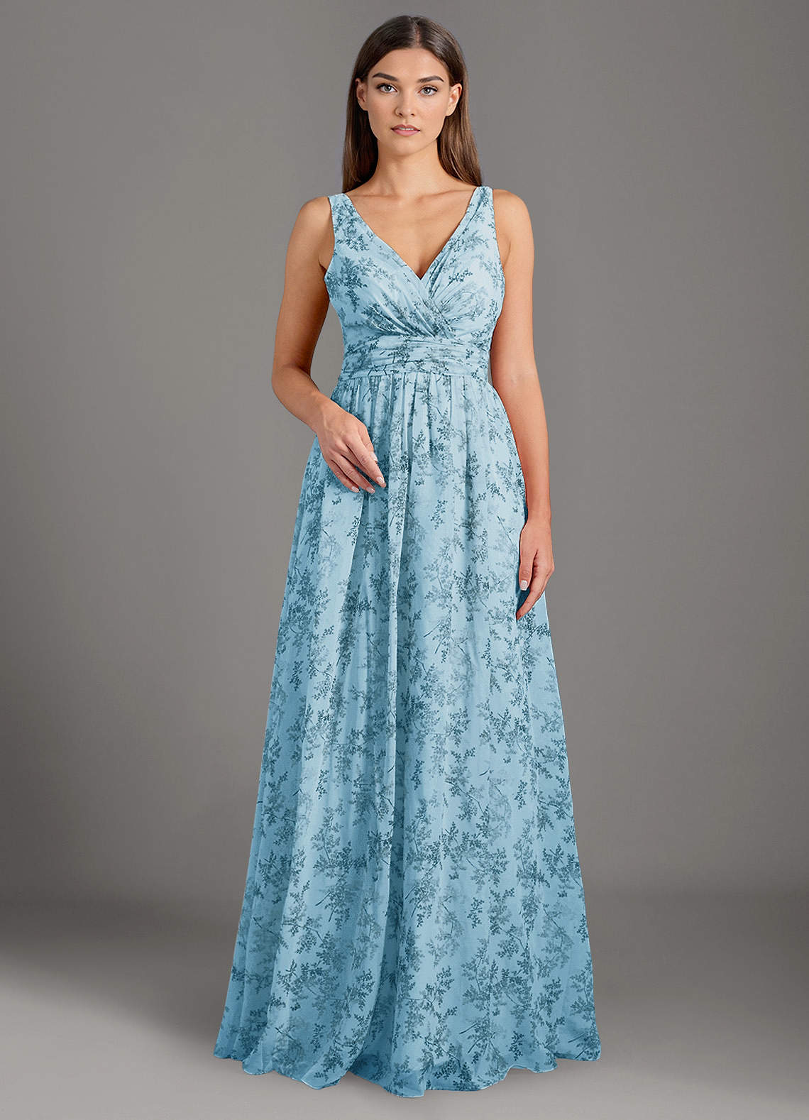 Azazie Kora Blue Fern Floral Bridesmaid Dresses | Azazie