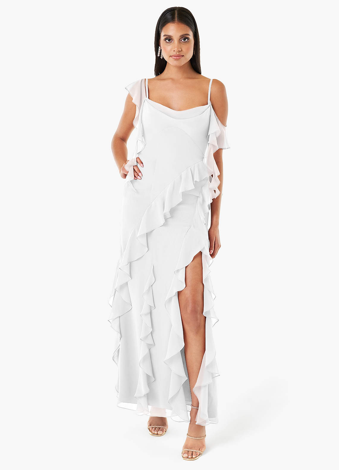 Francesca White Ruffle Gown Atelier Dresses | Azazie