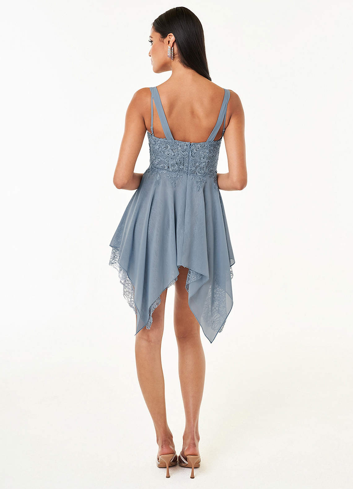 Londyn Powder Blue Lace Mini Dress Atelier Dresses | Azazie