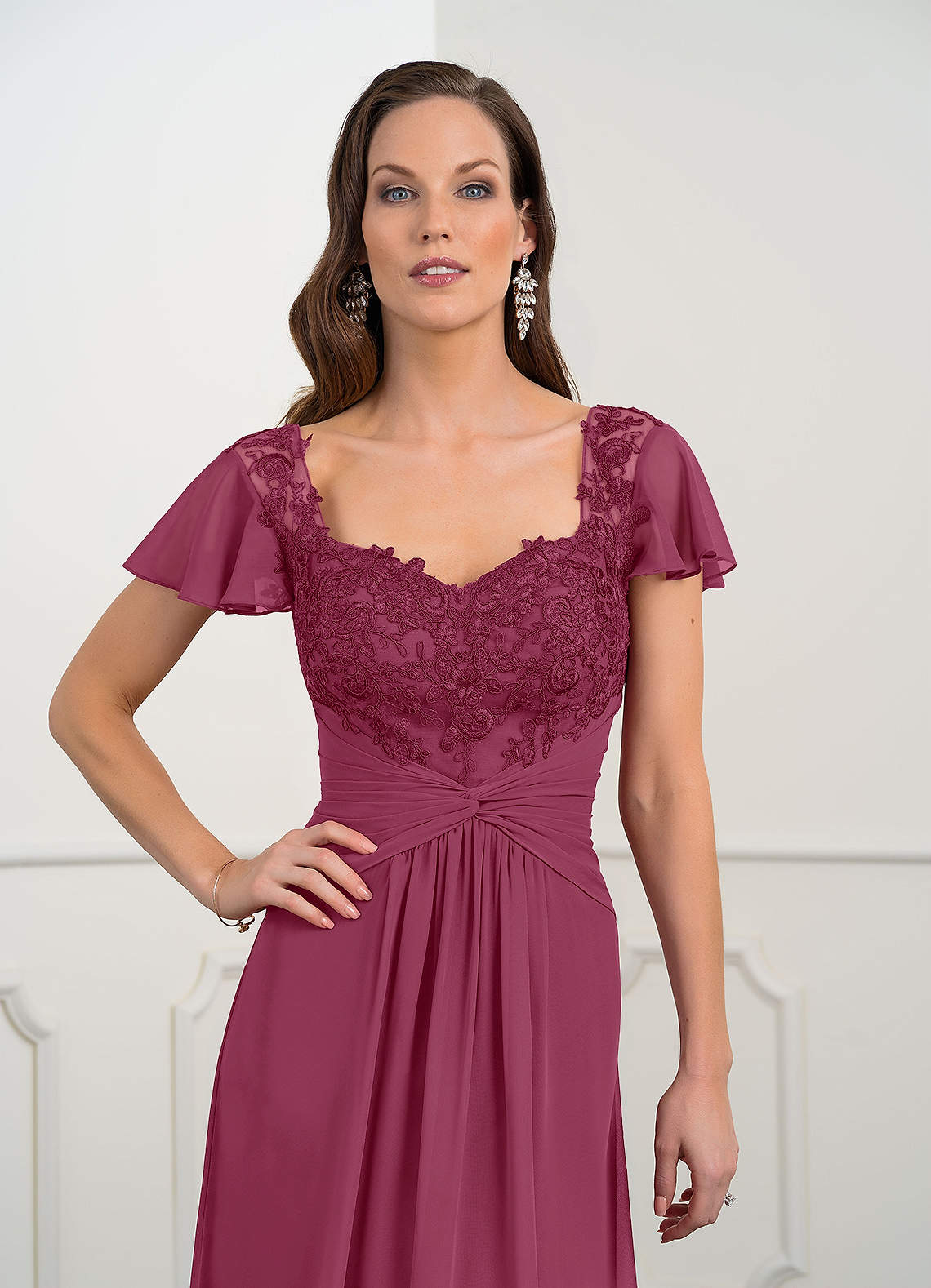 Azazie Gwenyth Mulberry A Line Lace Chiffon Dress Azazie