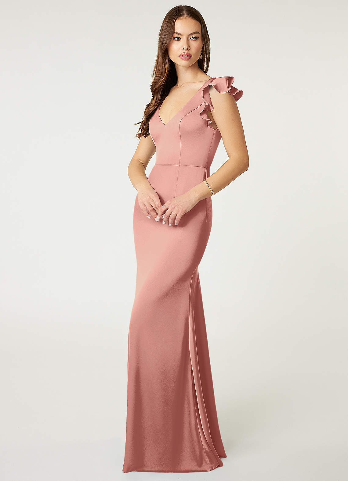 Azazie Vero Stretch Satin Dress Rosette Bridesmaid Dresses | Azazie