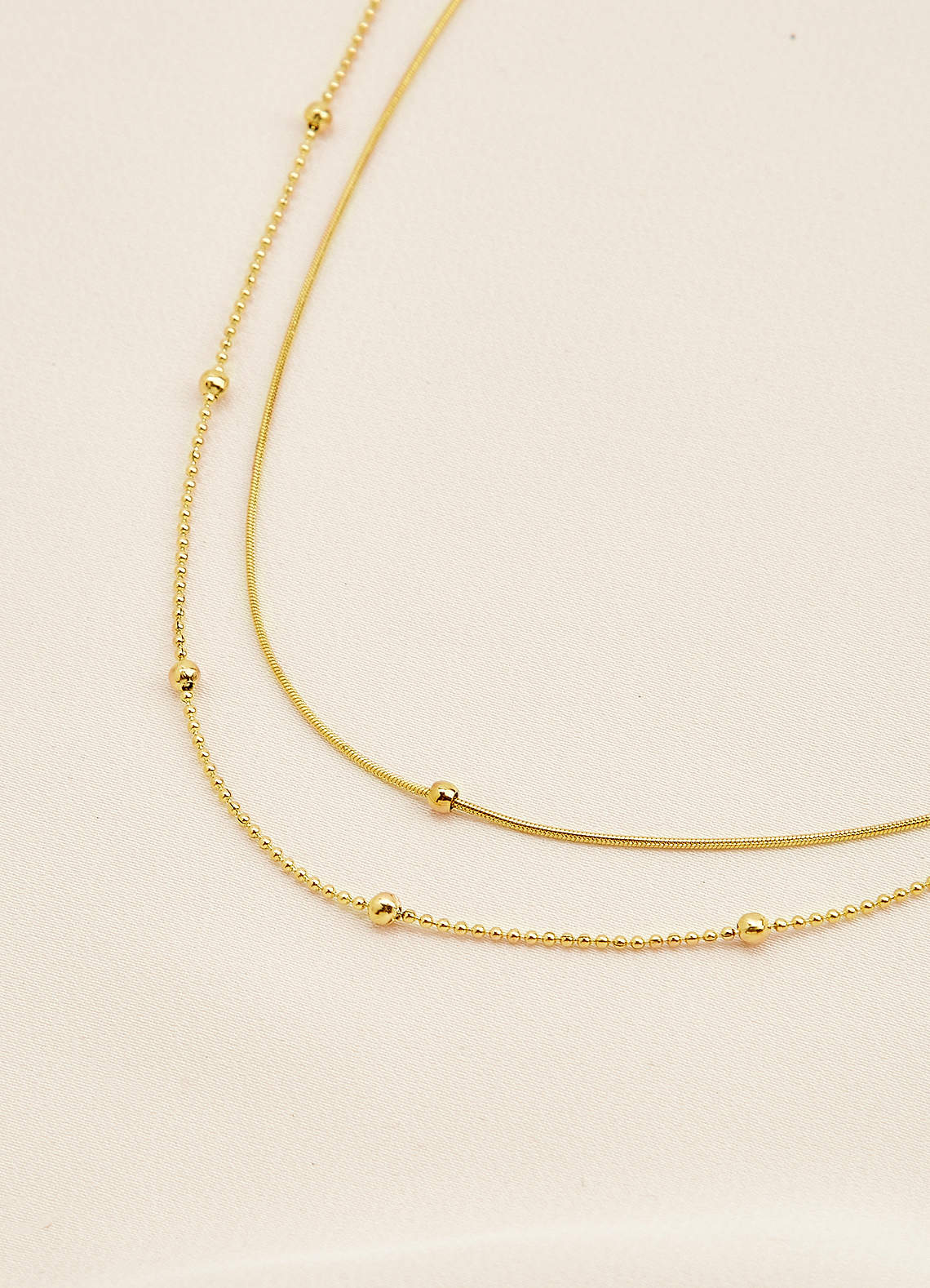 Round Snake Chain And Bead Chain Layered Necklace | Azazie