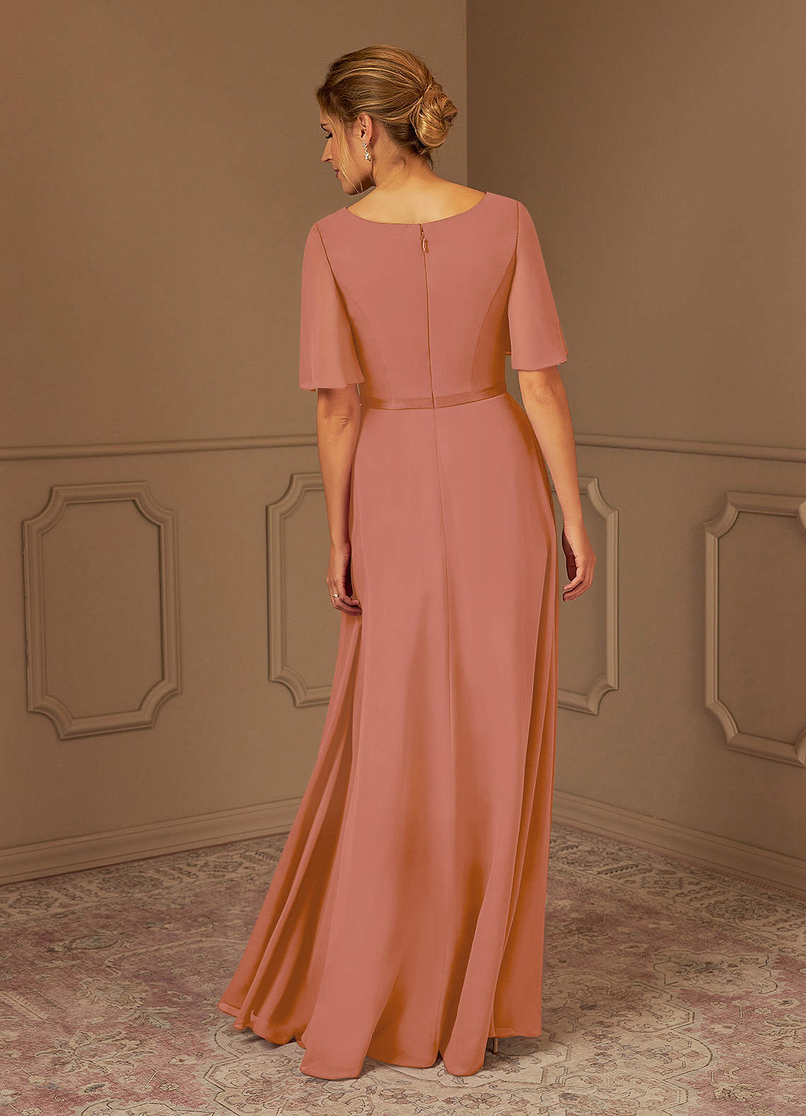 Mai Tai Azazie Tricia A-Line V-Neck Pleated Chiffon Floor-Length Dress ...