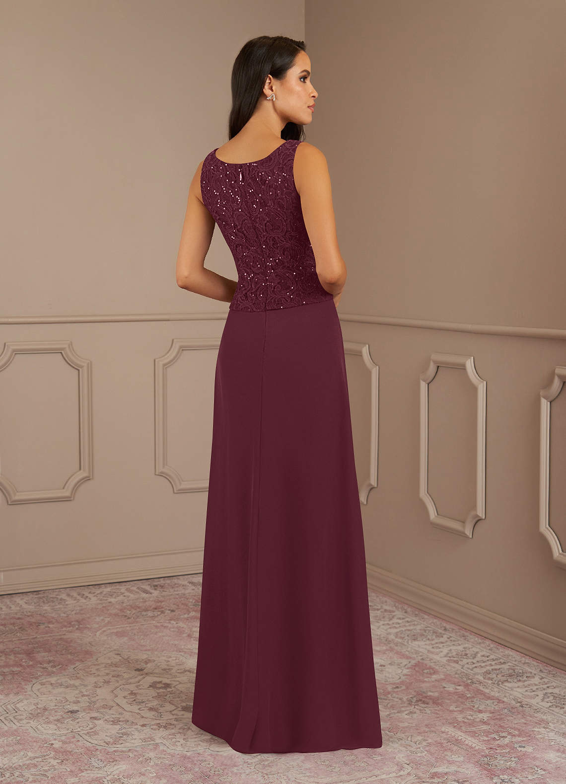 Cabernet Azazie Cornelia Cabernet Sheath Square Neckline Sequins ...