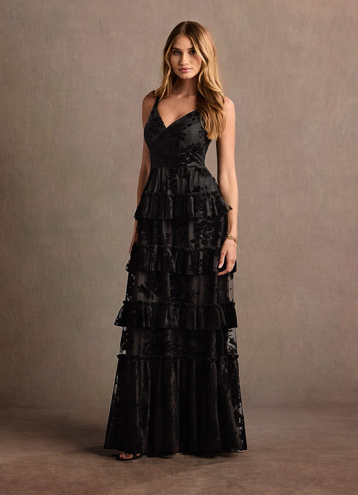 Cammy Black Ruffle Maxi Dress | Azazie