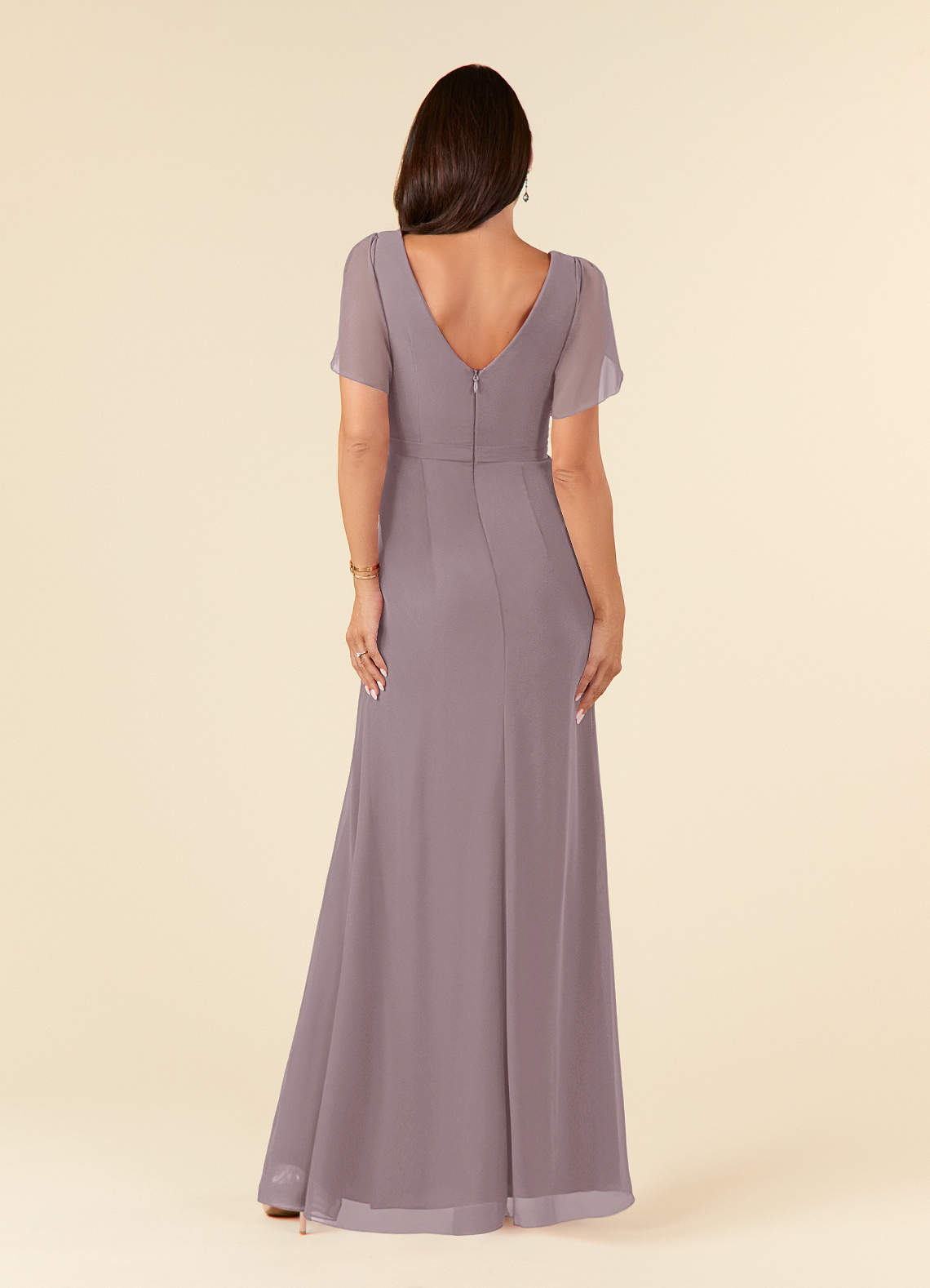 Azazie Marianne Dusk Sheath V-Neck Pleated Chiffon Dress | Azazie