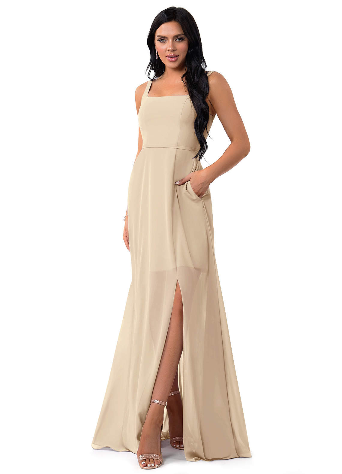 Champagne Azazie Renee Bridesmaid Dresses | Azazie