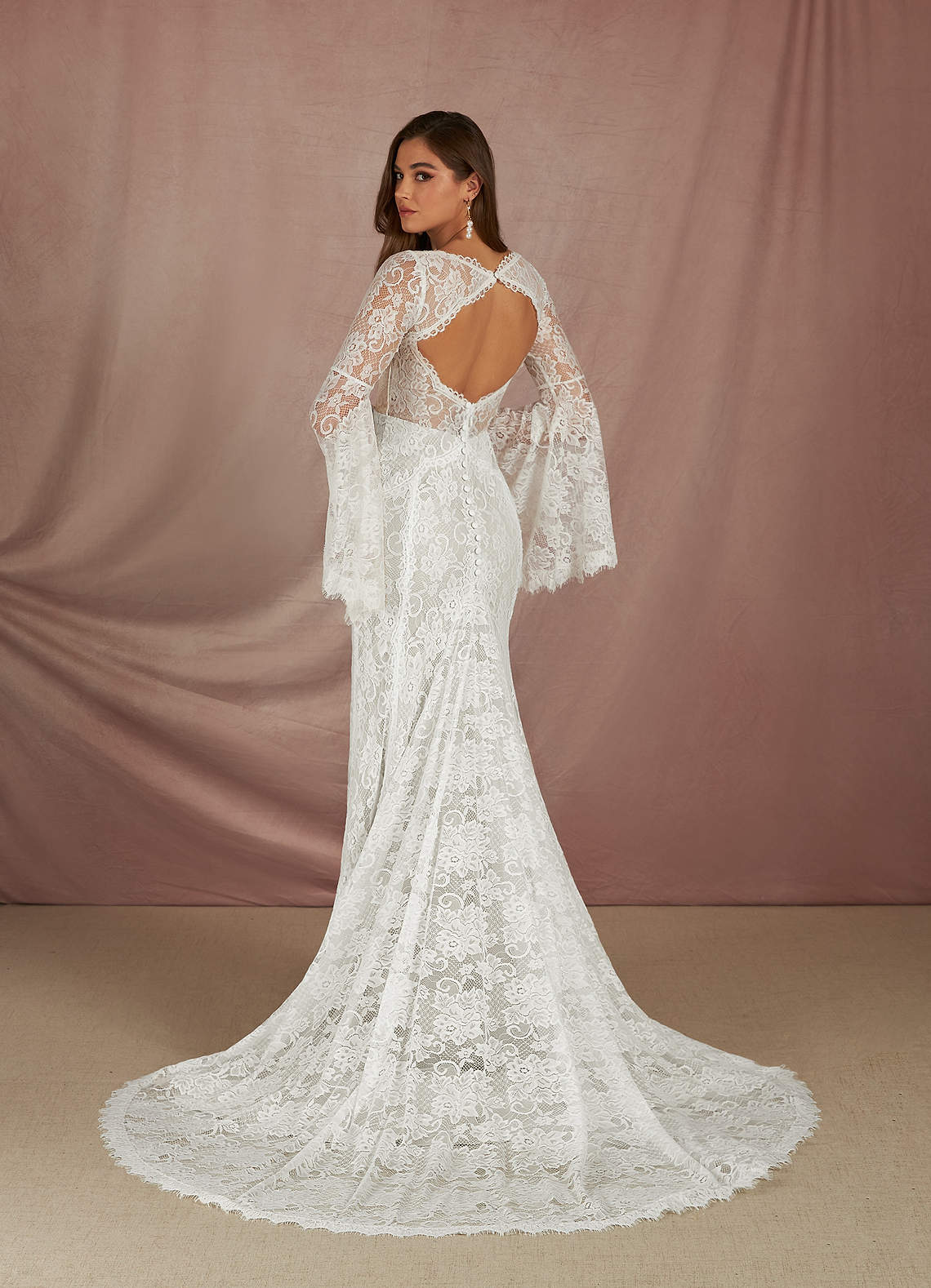 Diamond White Azazie Hayes Diamond White Mermaid V-Neck Lace Dress | Azazie