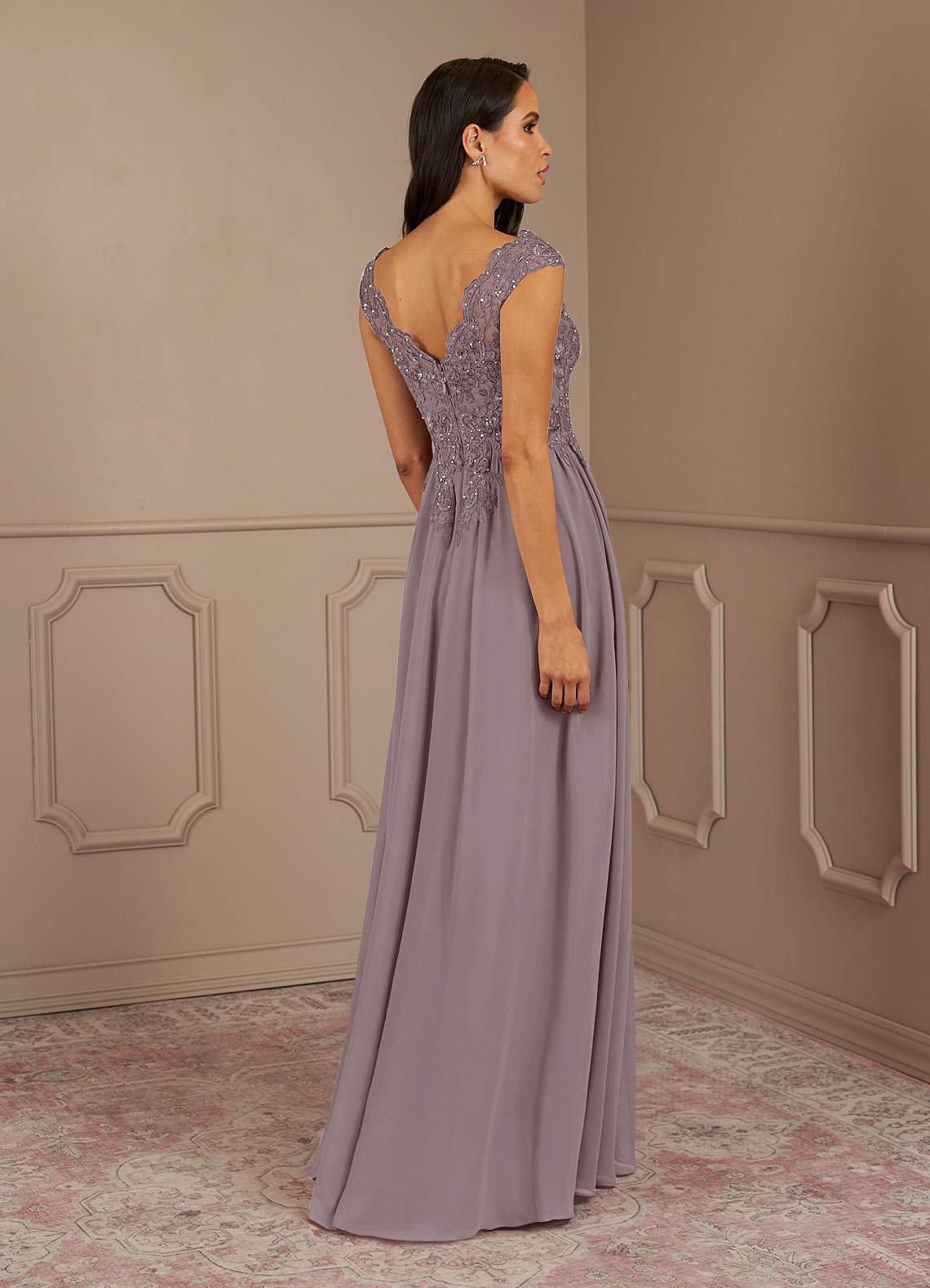 Azazie Amethyst Dusk A-Line V-Neck Sequins Chiffon Dress | Azazie