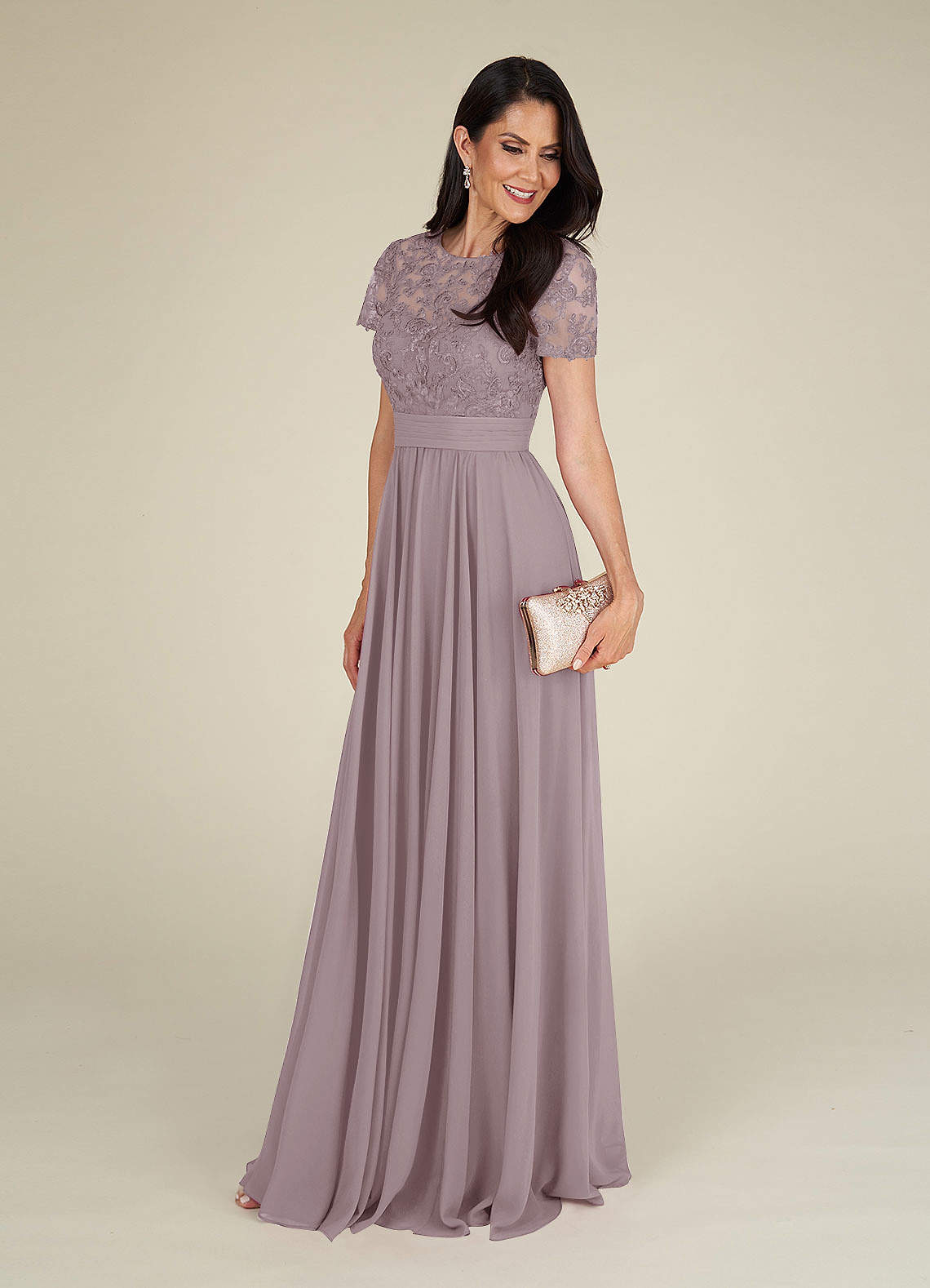 Azazie Annette Dusk A-Line Lace Chiffon Dress | Azazie