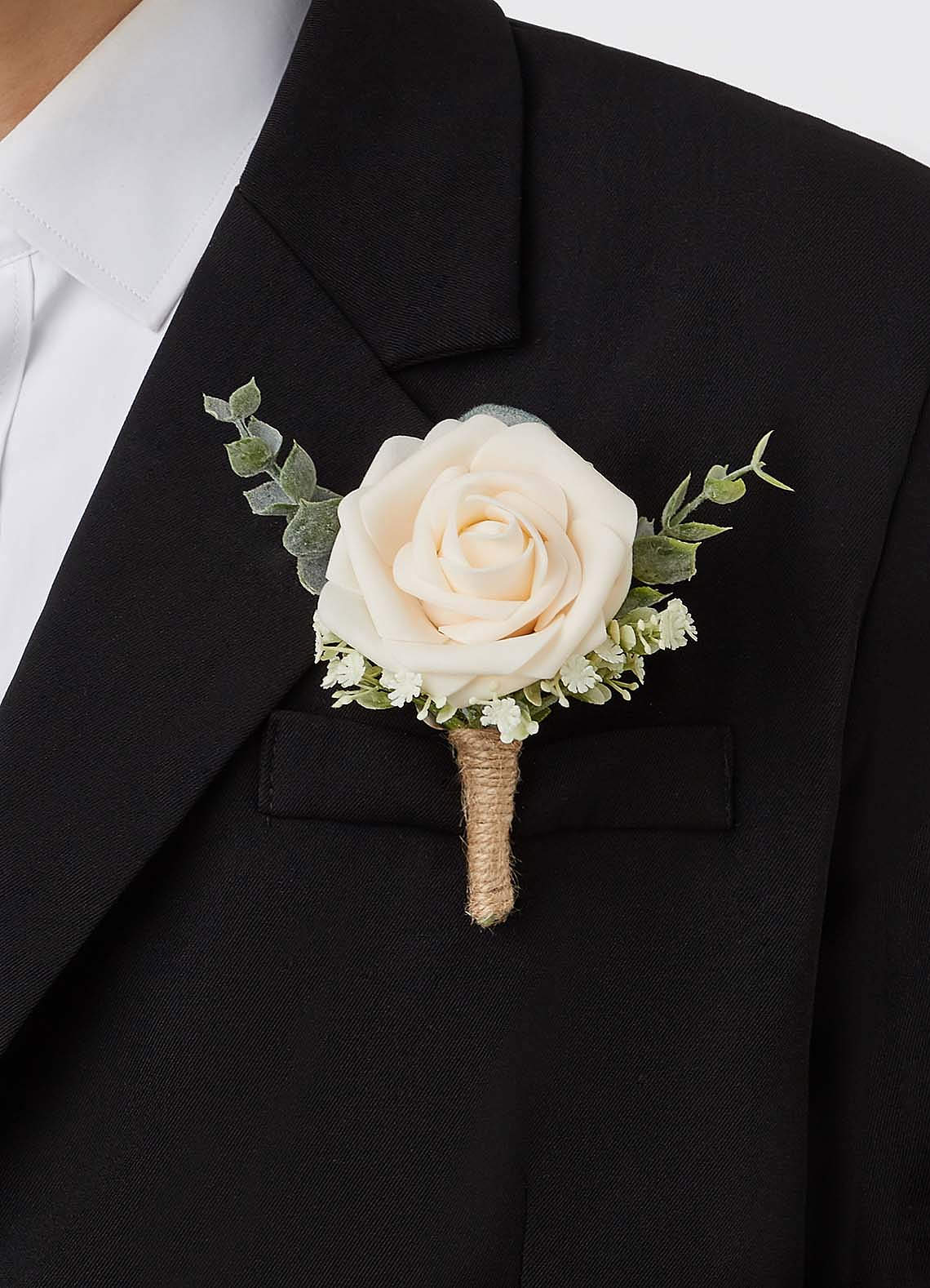 Single Rose and Ecalyptus Boutonniere | Azazie AU