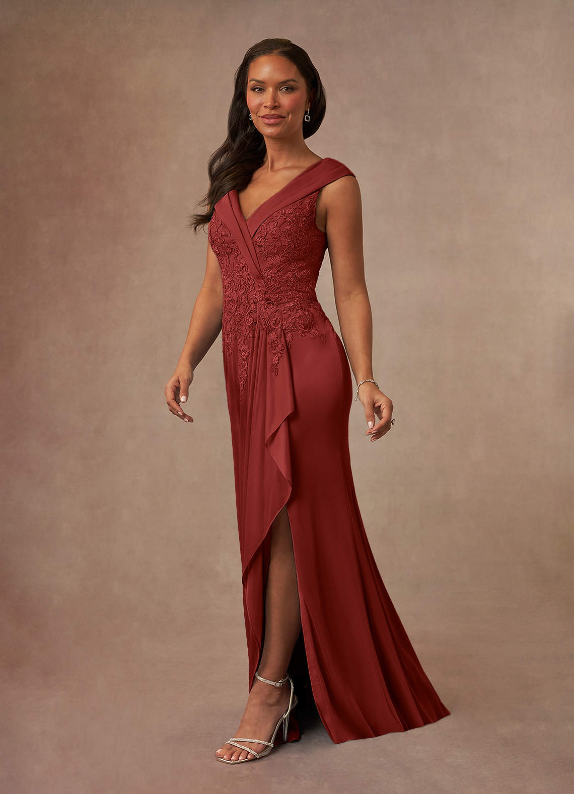 Rust Azazie Calathea Rust A-Line Lace Dress | Azazie