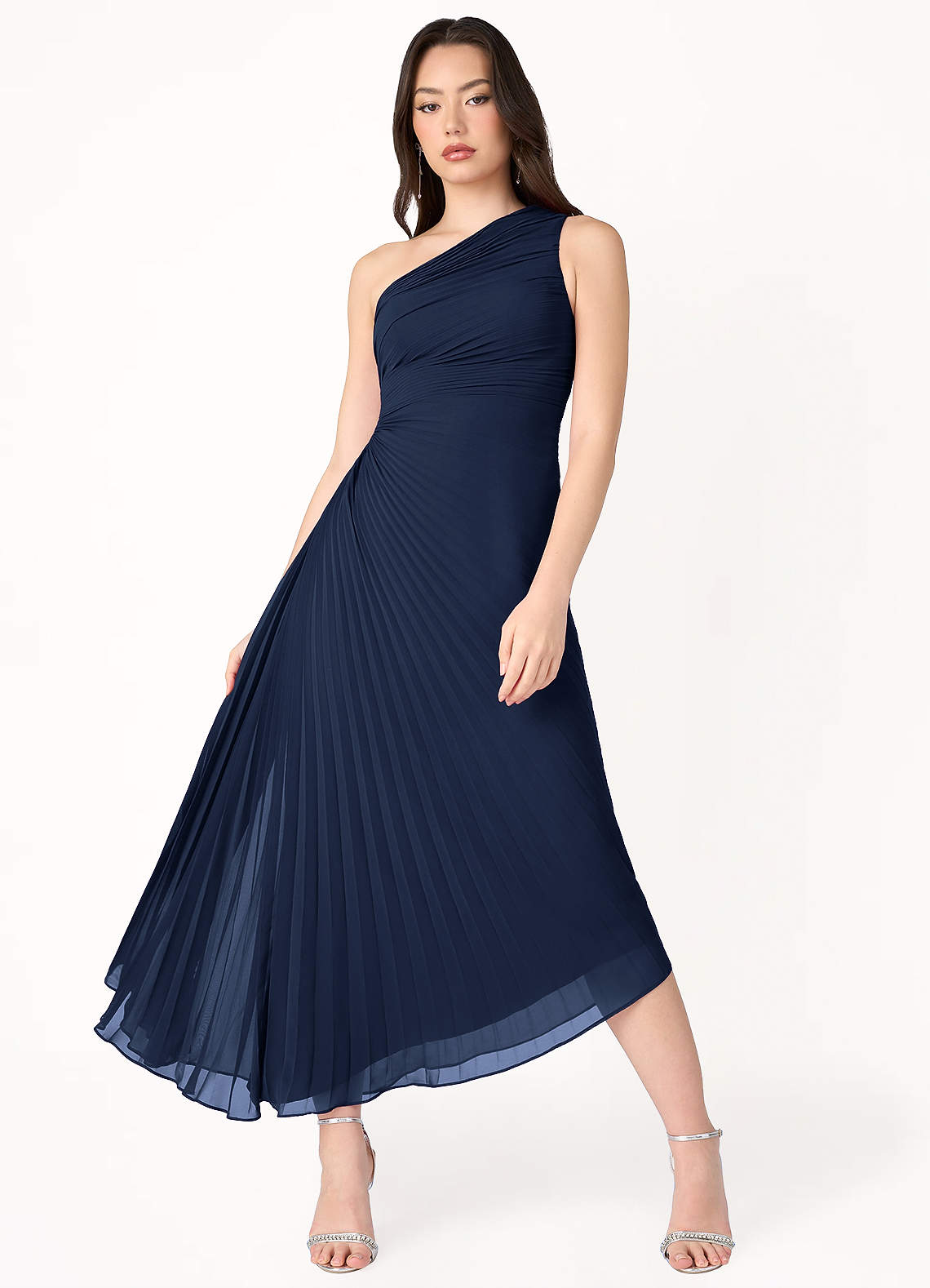 Angelina Navy Asymmetrical Dress Atelier Dresses | Azazie