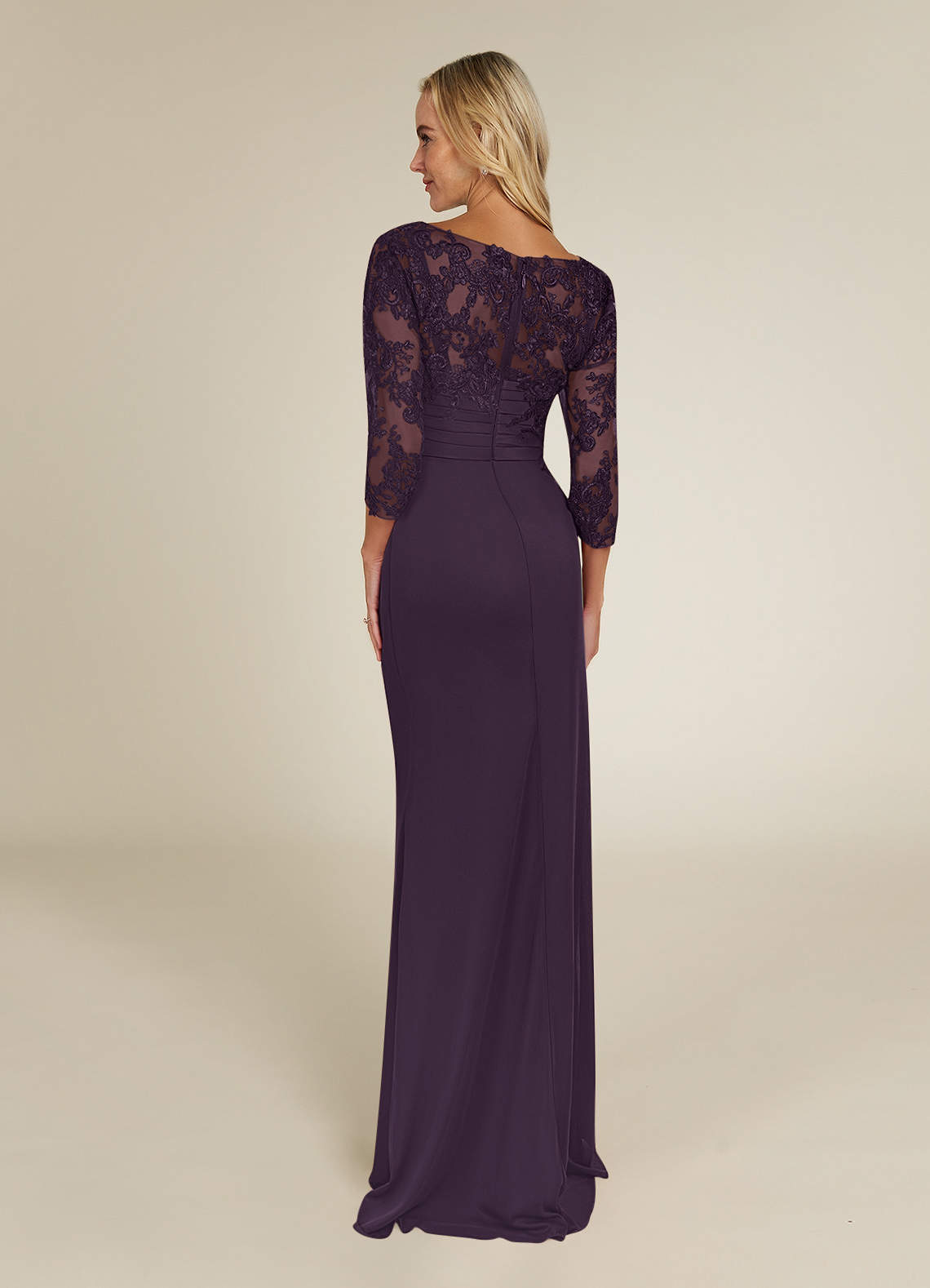 Azazie Alisondra Plum Sheath Scoop Lace Lace Dress | Azazie