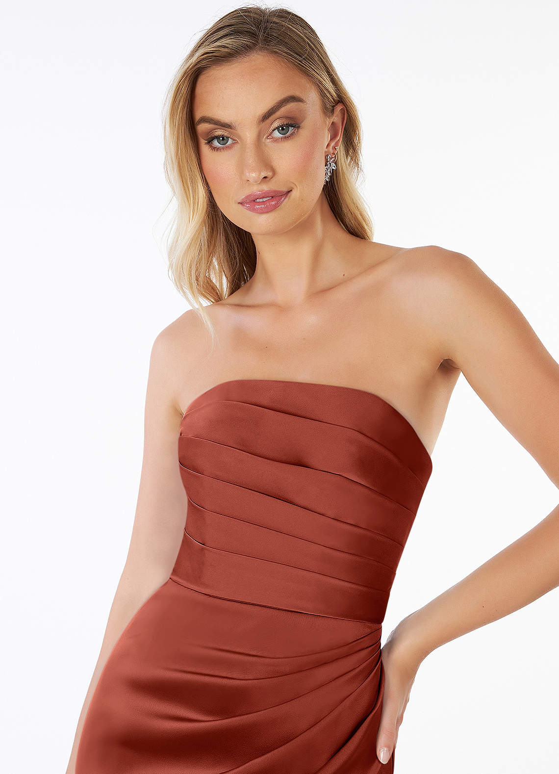 Azazie Lexie Stretch Satin Dress Terracotta Bridesmaid Dresses | Azazie