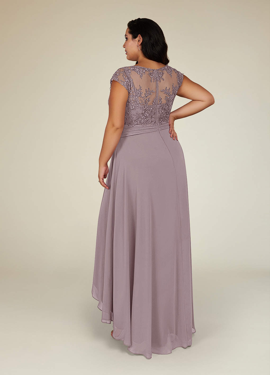 Azazie Irmeli Dusk A-Line Lace Chiffon Dress | Azazie