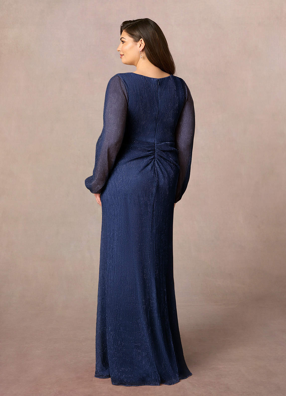 Upstudio Sterling Dark Navy A-Line Ruched Metallic Mesh Dress | Azazie