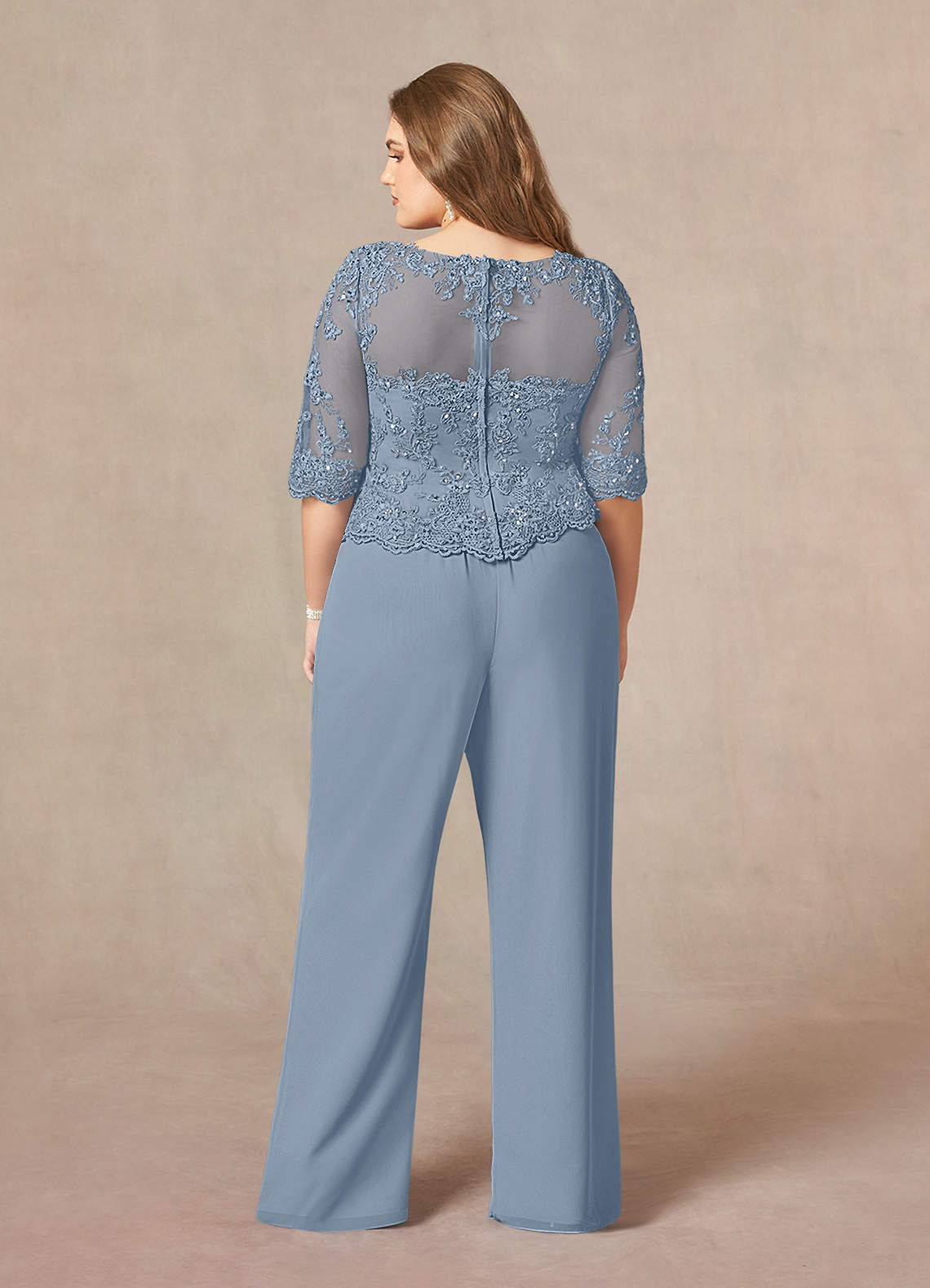 Azazie Florida Dusty Blue Jumpsuit Pantsuit Sequins Chiffon Dress