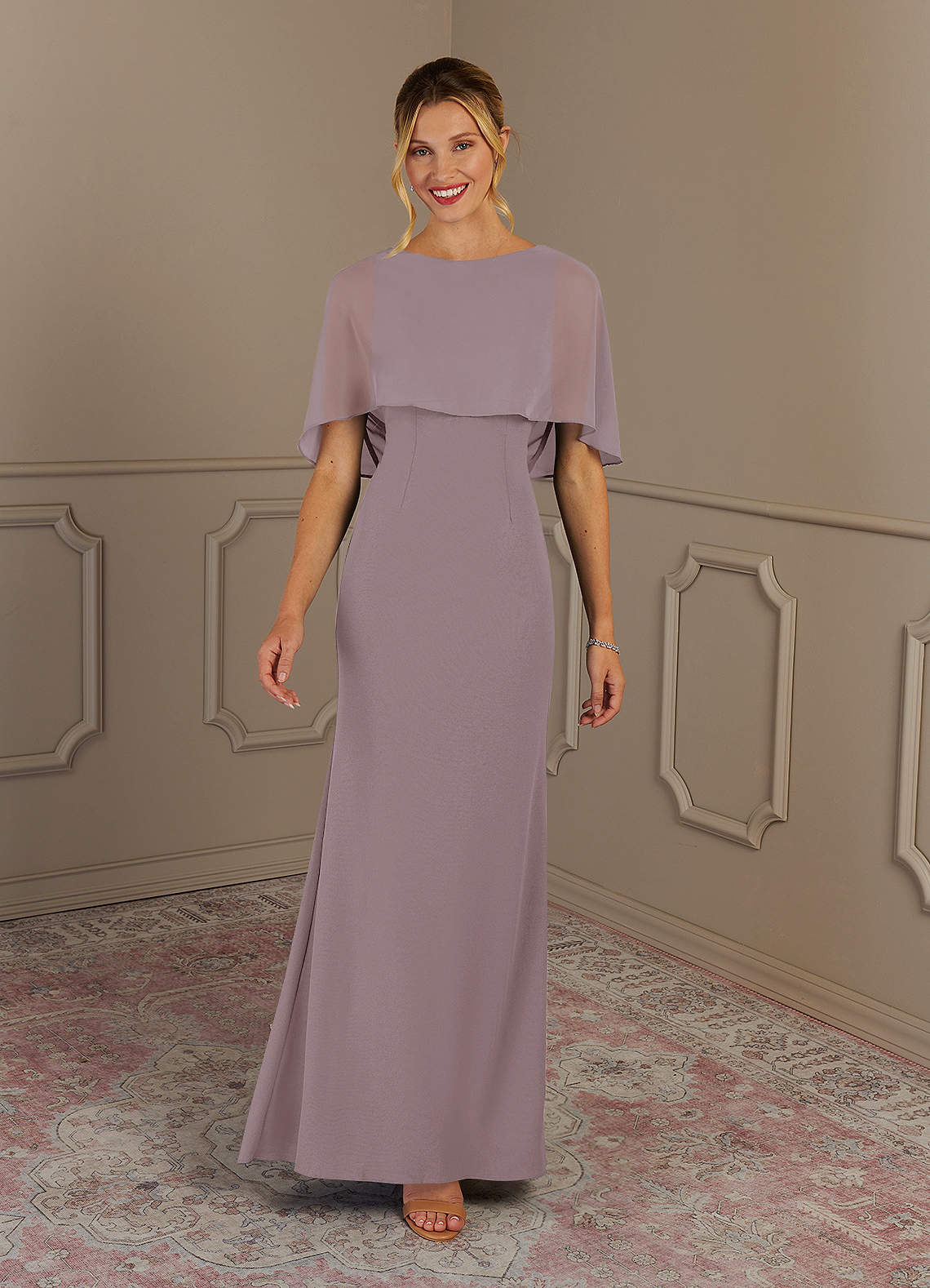 Azazie Dion Dusk Sheath Scoop Stretch Crepe Dress | Azazie