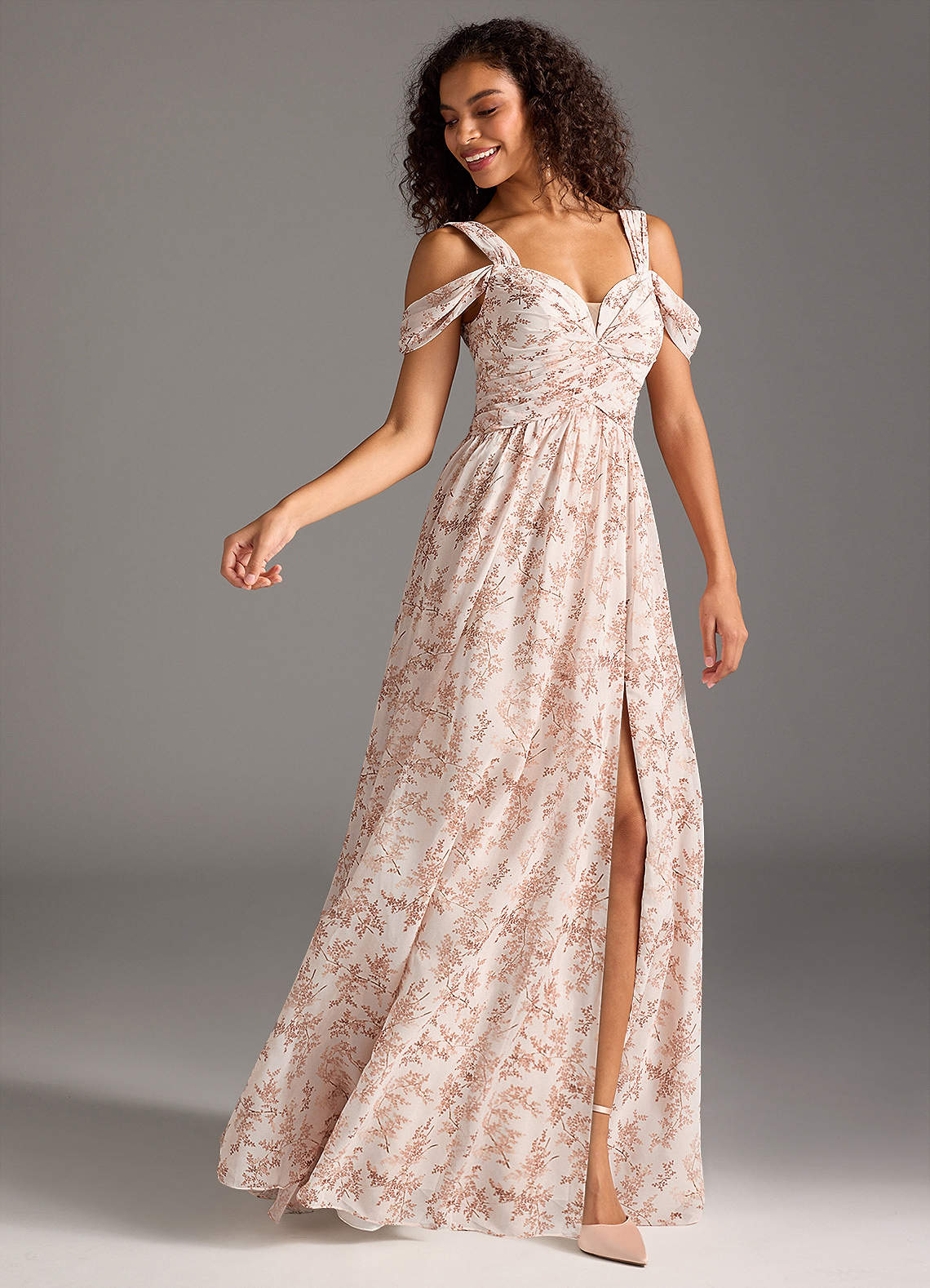 Azazie Lianne Pink Fern Floral Bridesmaid Dresses | Azazie