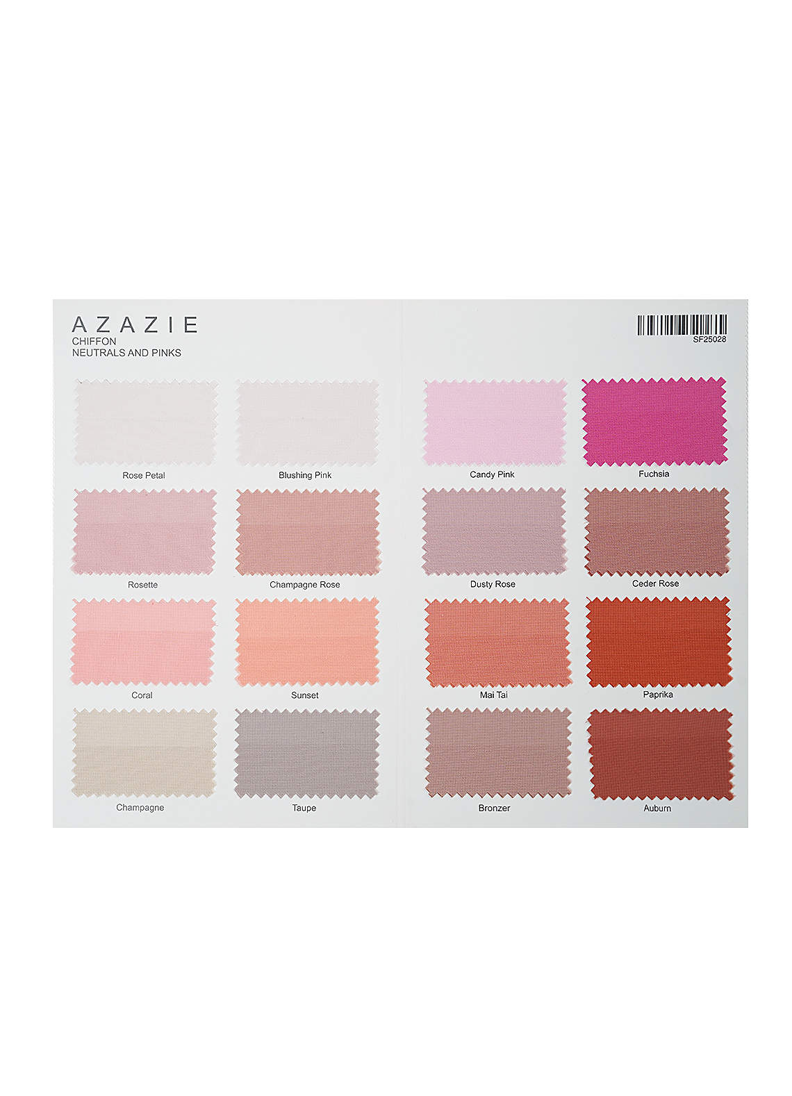 Azazie Chiffon Multi Color Swatch Card Swatches | Azazie UK