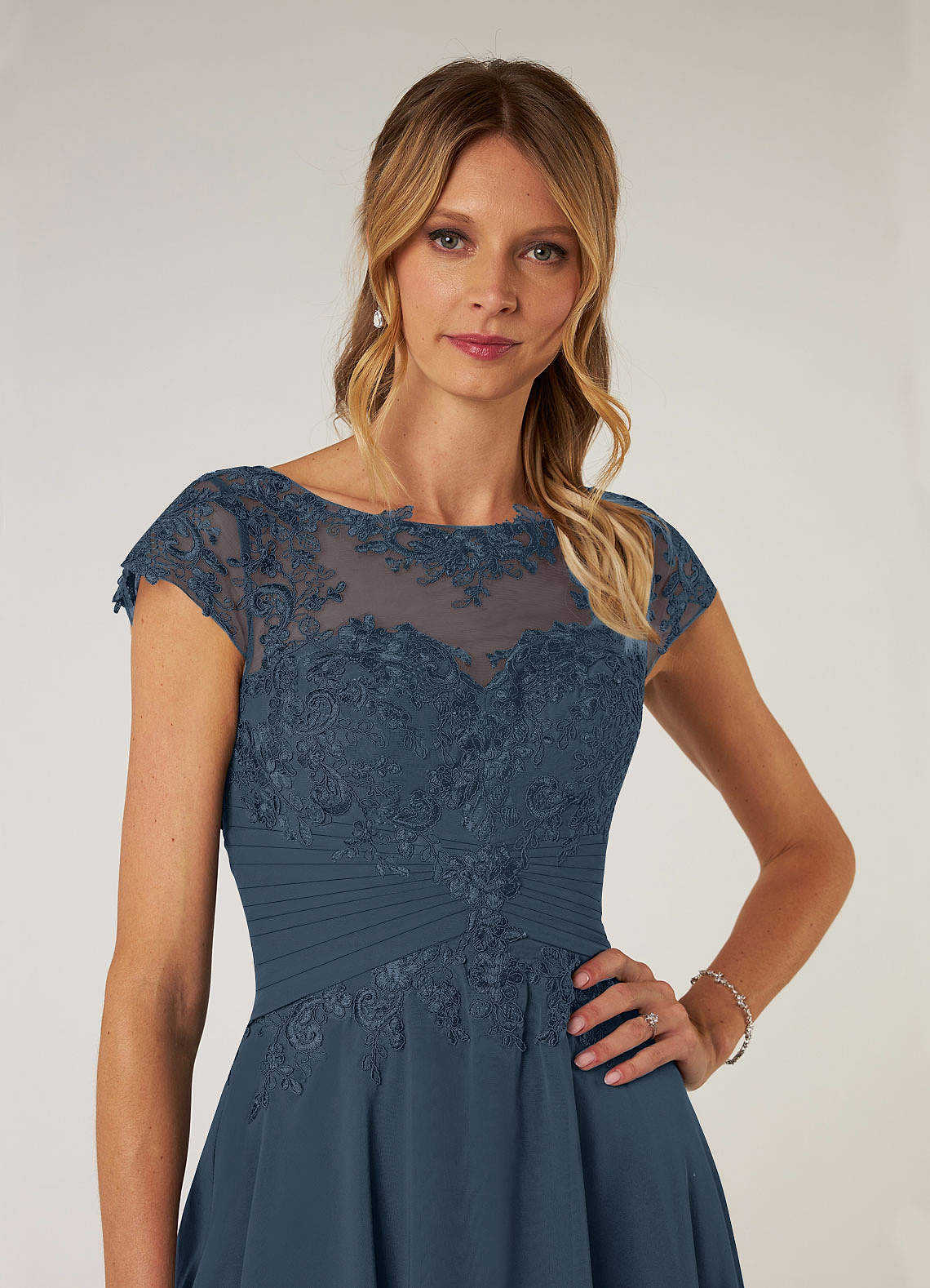 Azazie Shonda Neptune Lace Chiffon Dress | Azazie