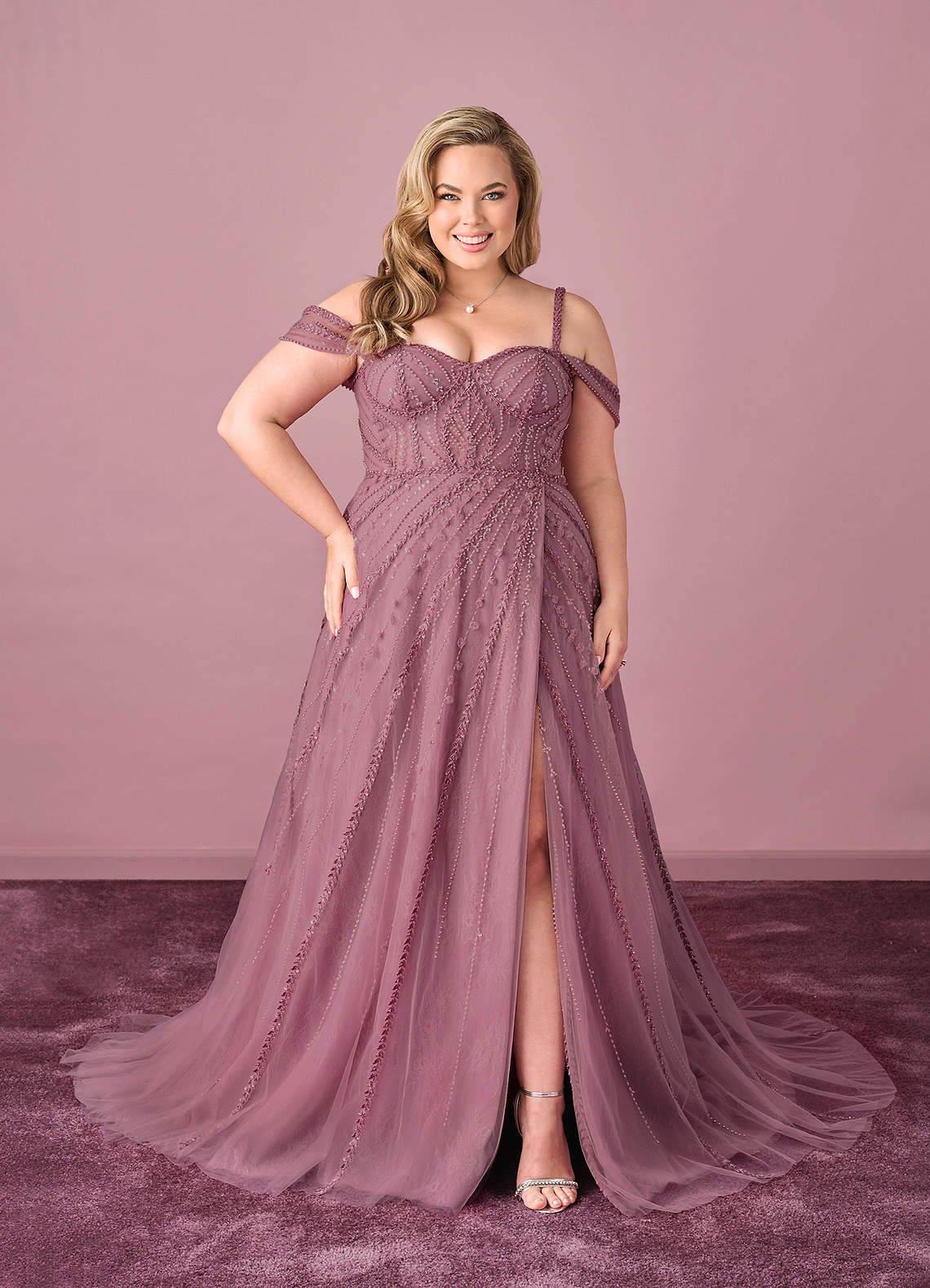 Barbie ♥ Azazie Beaded Motif Corset Bodice Tulle A-Line Gown | Azazie