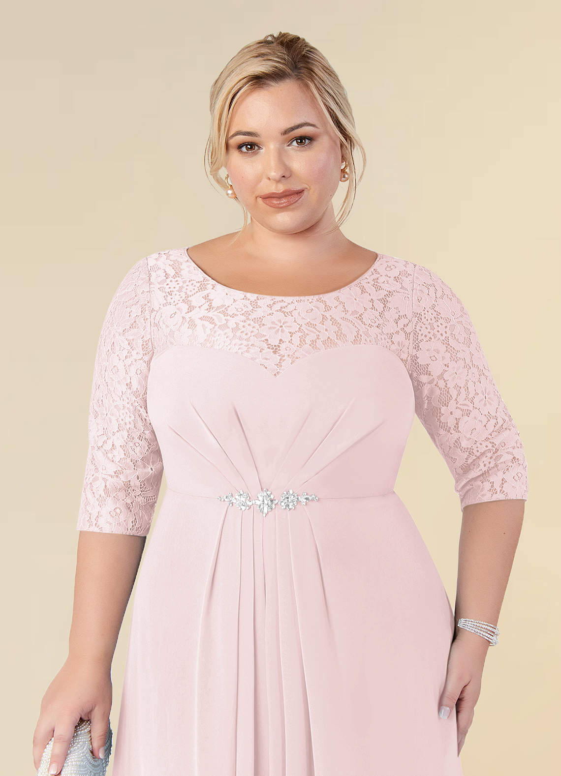 Blushing Pink Azazie Leonine Blushing Pink A-Line Scoop lace Chiffon ...