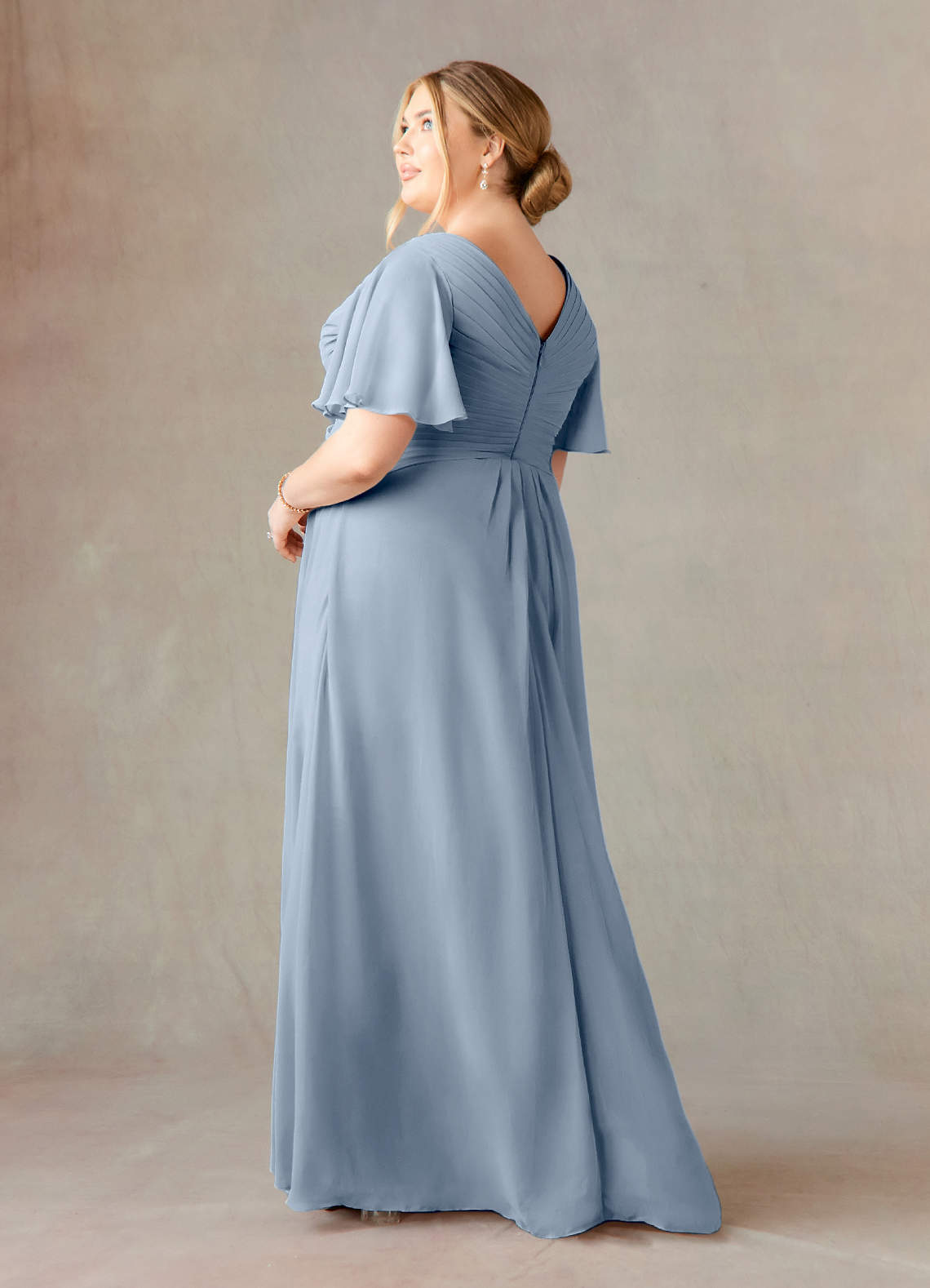Azazie Morning Glory Twilight A-Line V-Neck Ruched Chiffon Dress | Azazie