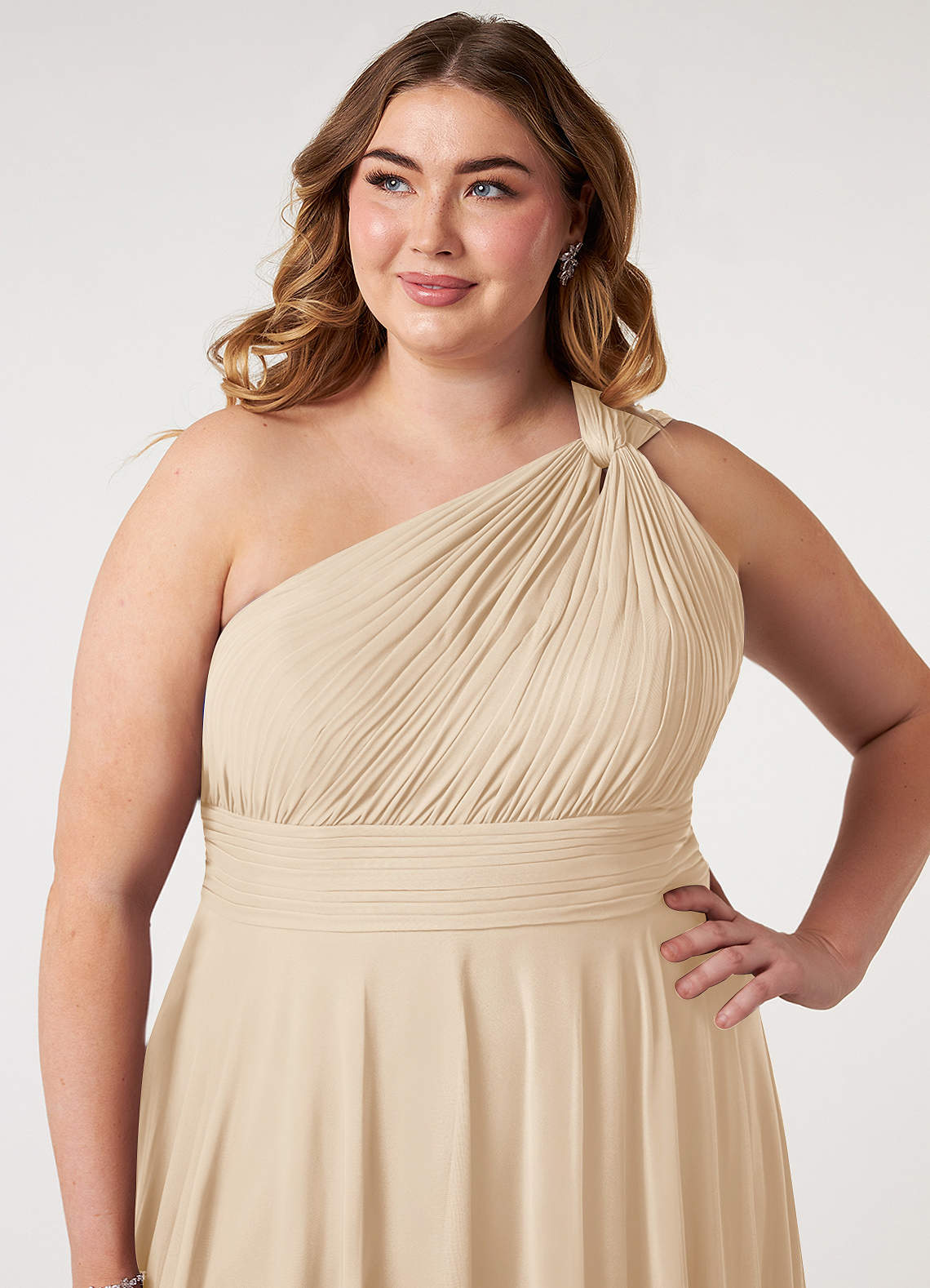 Champagne Azazie Charlize Bridesmaid Dresses | Azazie